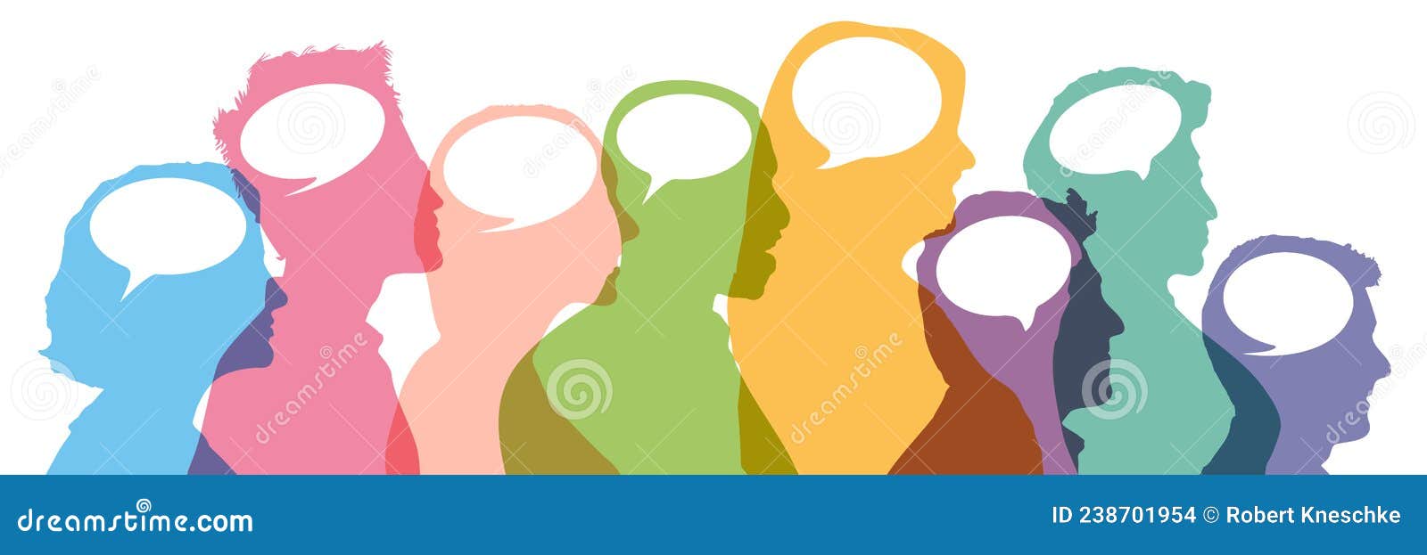 Heads with Speech Bubbles As a Communication Concept Stock Illustration ...