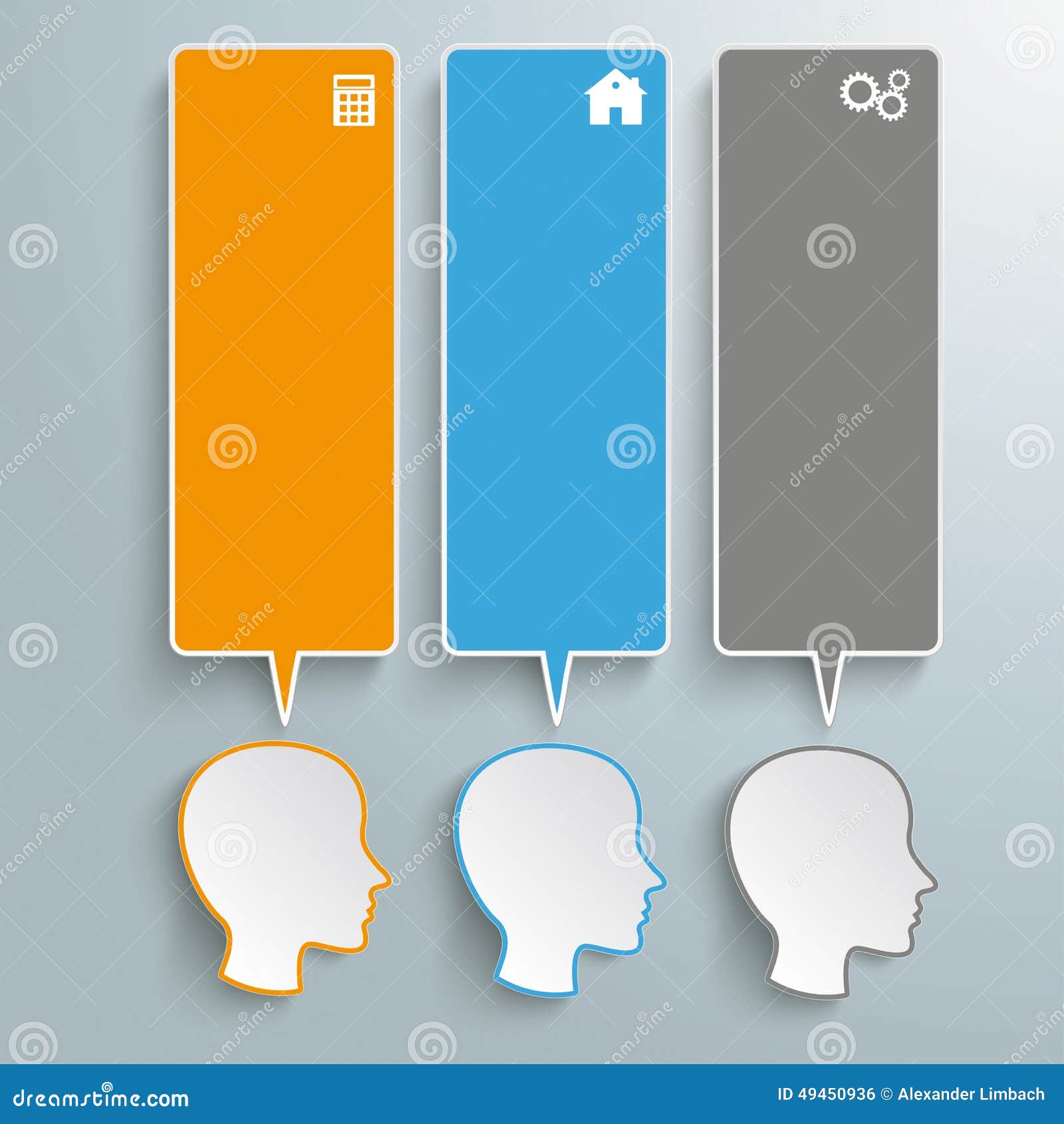 3 Heads Speech Bubbles Banners Stock Vector - Illustration of bubble ...