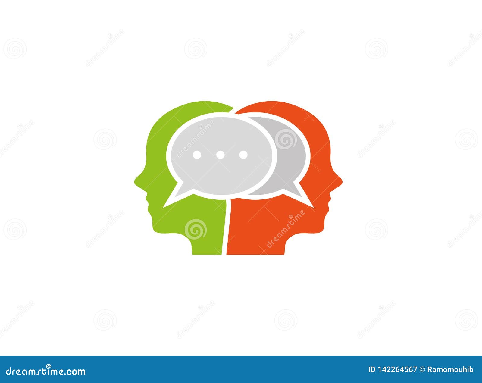Heads of Two Men Chatting for Logo Stock Illustration - Illustration of ...