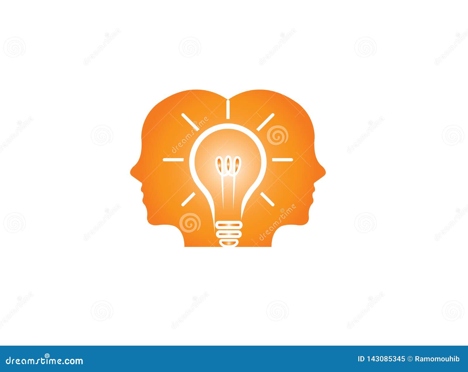 Heads of Two Men Thinking Smart for Idea for Logo Stock Illustration ...