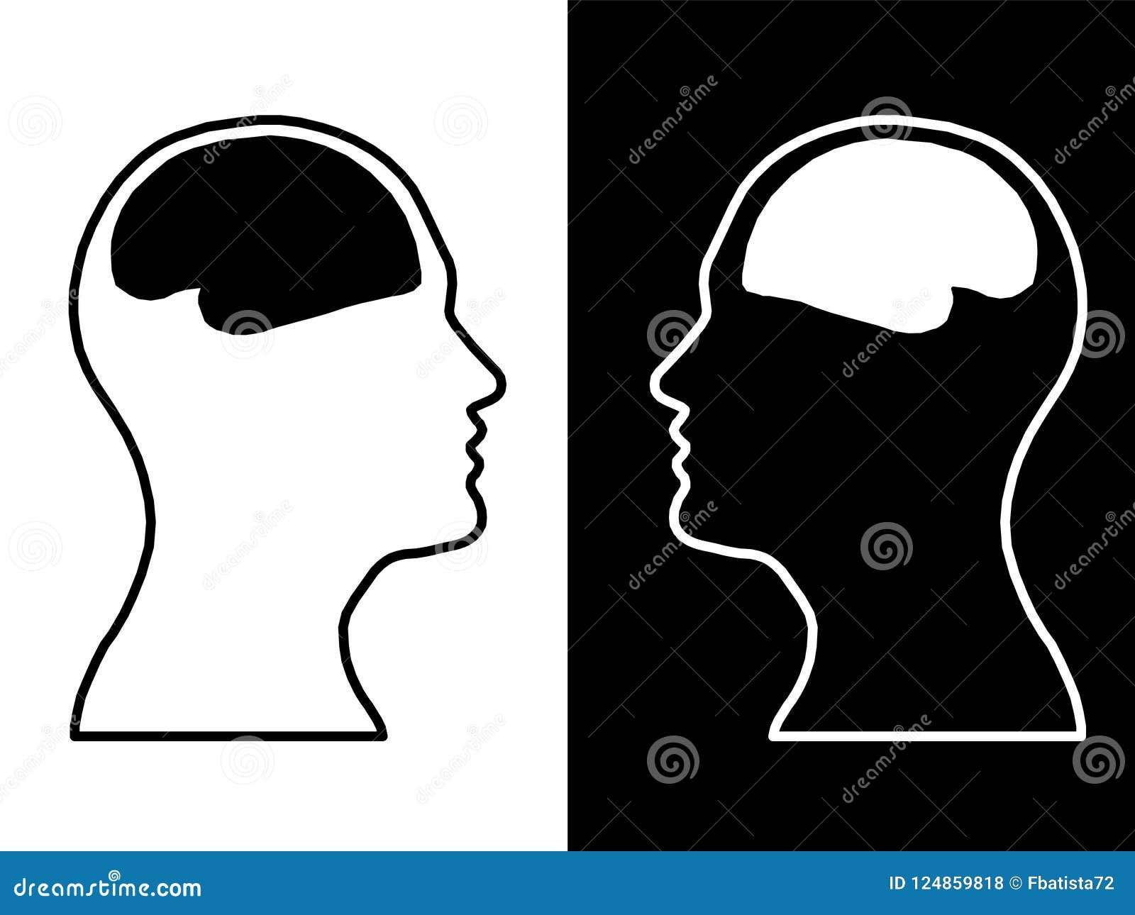 Heads of Two People, Abstract Brain for Concept Idea Stock Illustration ...