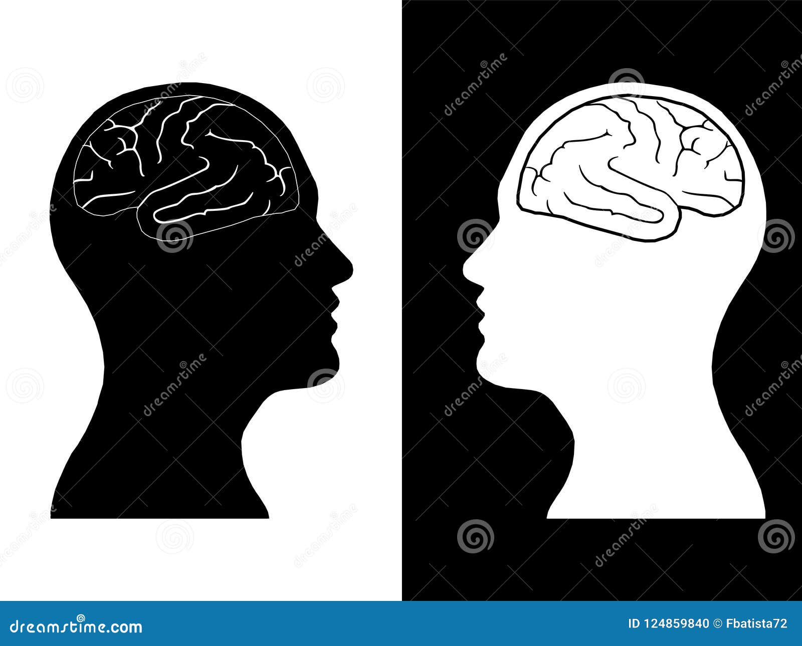 Heads of Two People, Abstract Brain for Concept Idea Stock Illustration ...