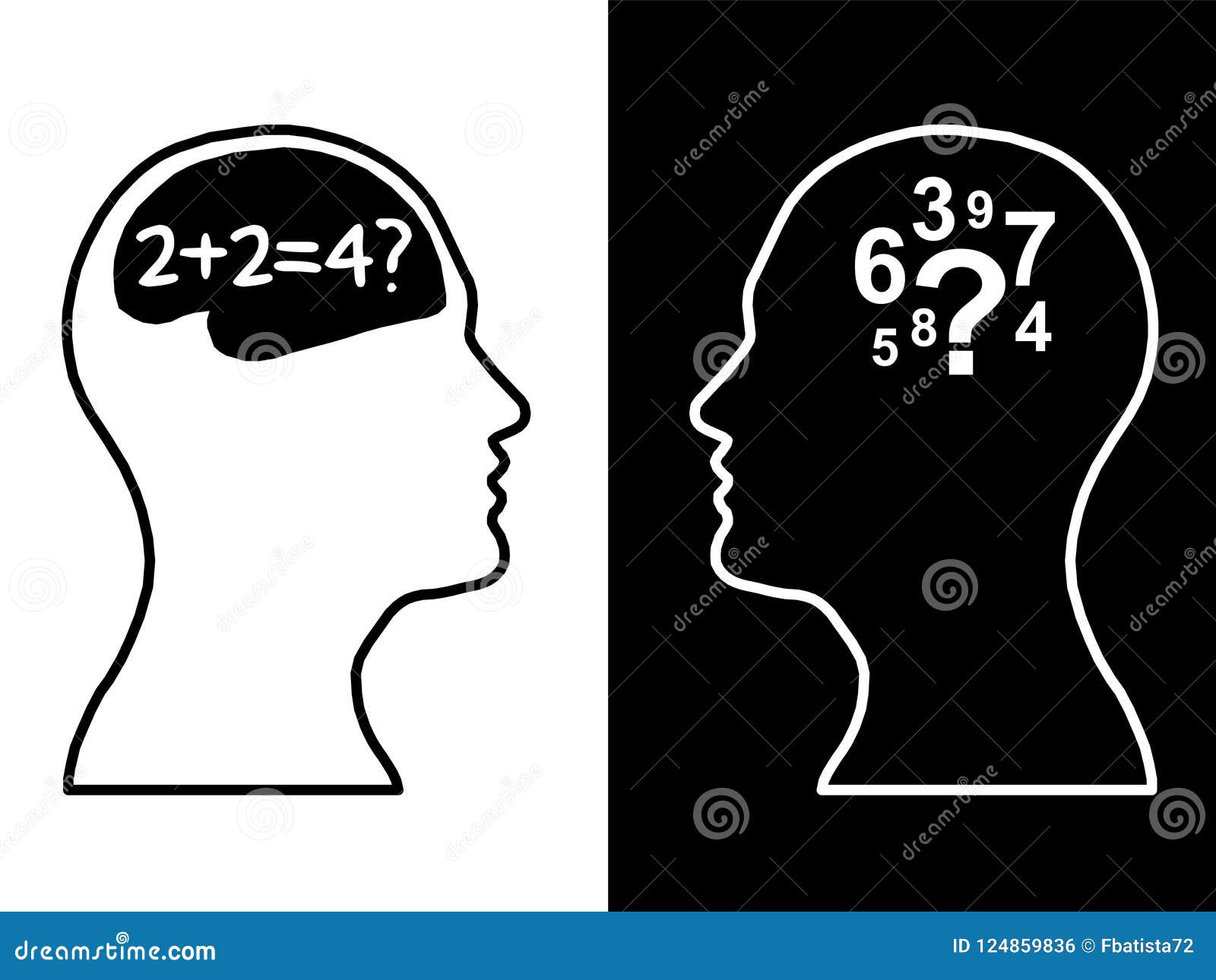 Heads of Two People, Brainstorming Concept Math Question, Stock ...