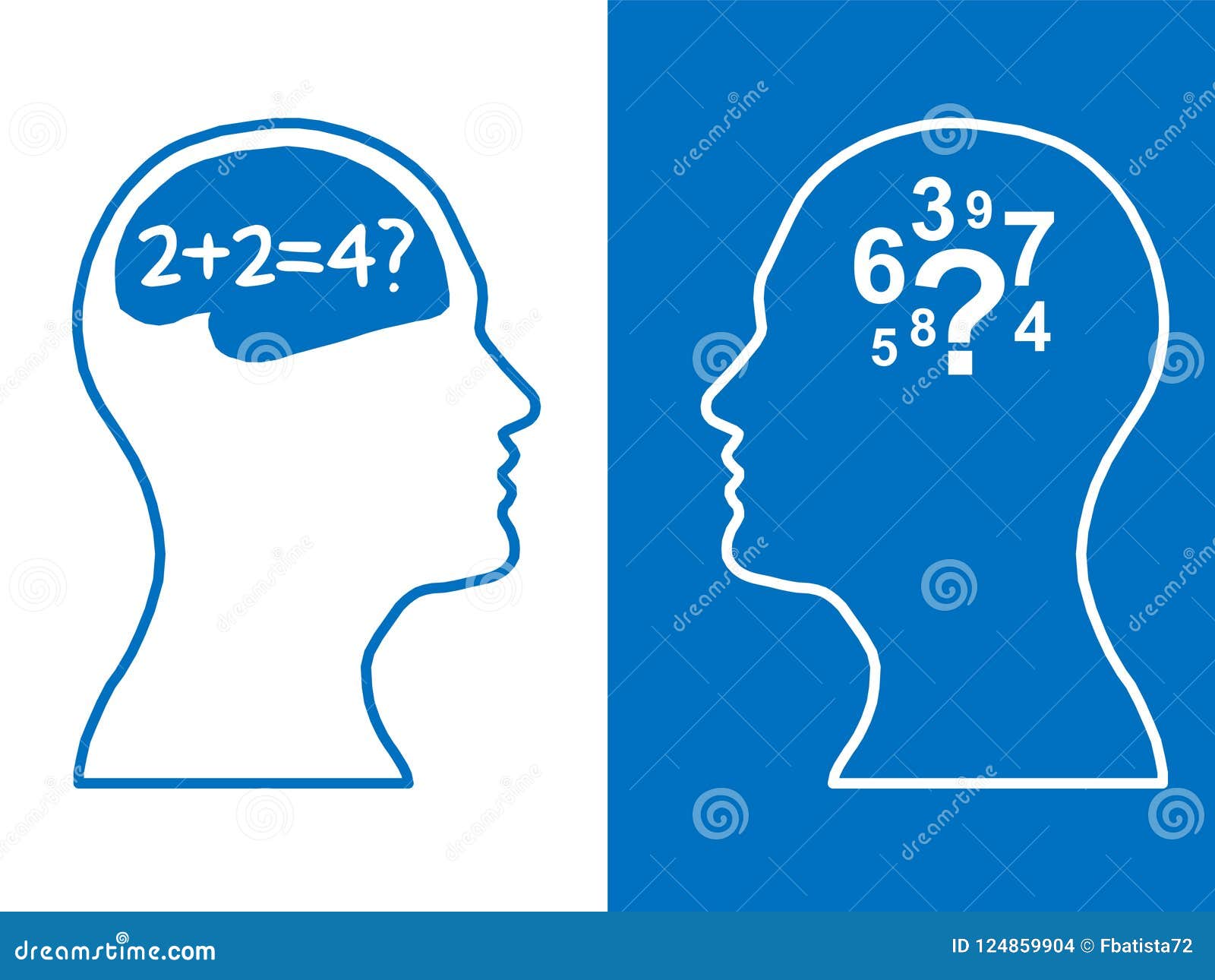 Heads of Two People, Brainstorming Concept Math Question, Stock ...