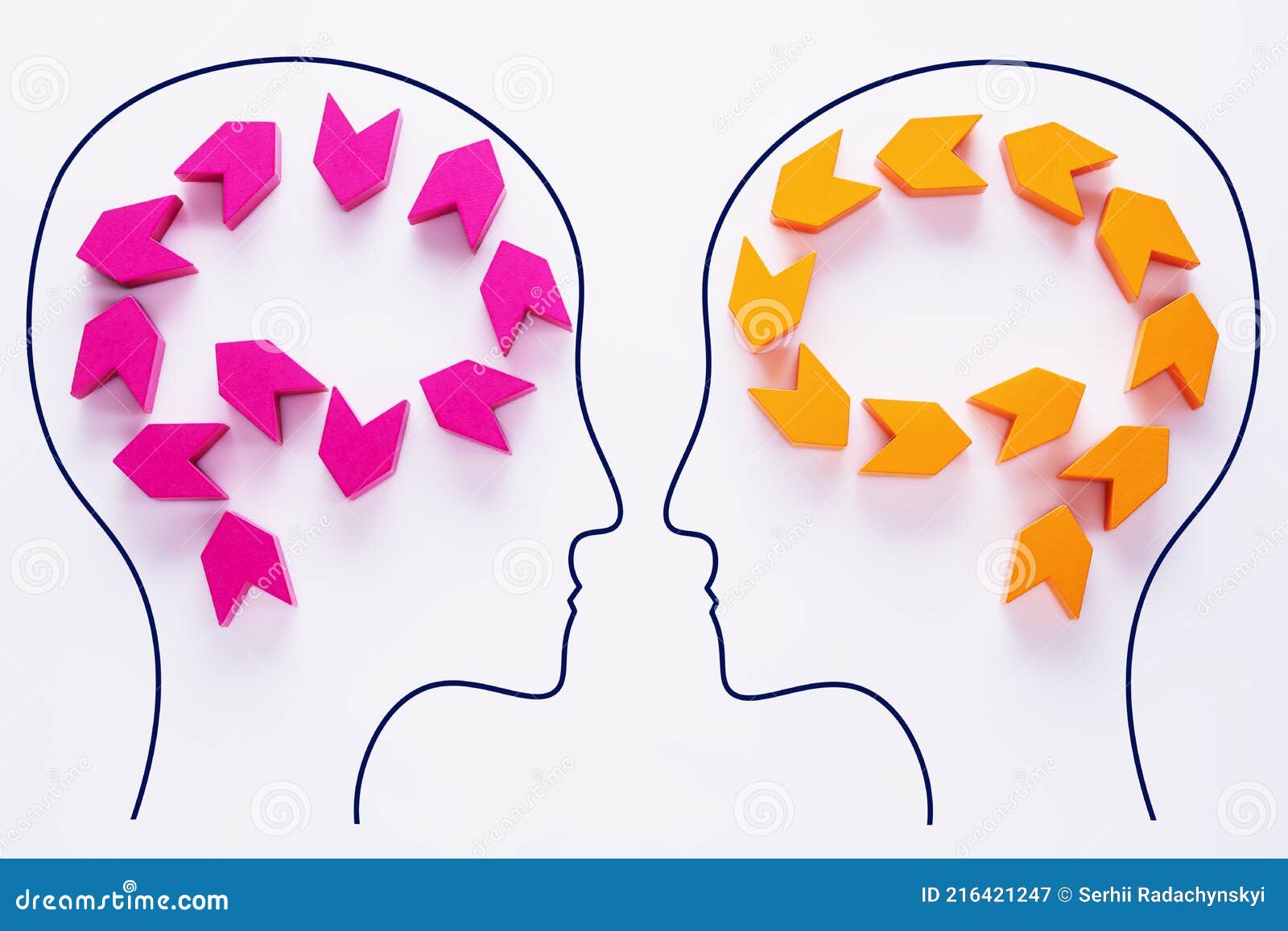 Heads of Two People with Colourful Shapes of Abstract Brain for Concept ...