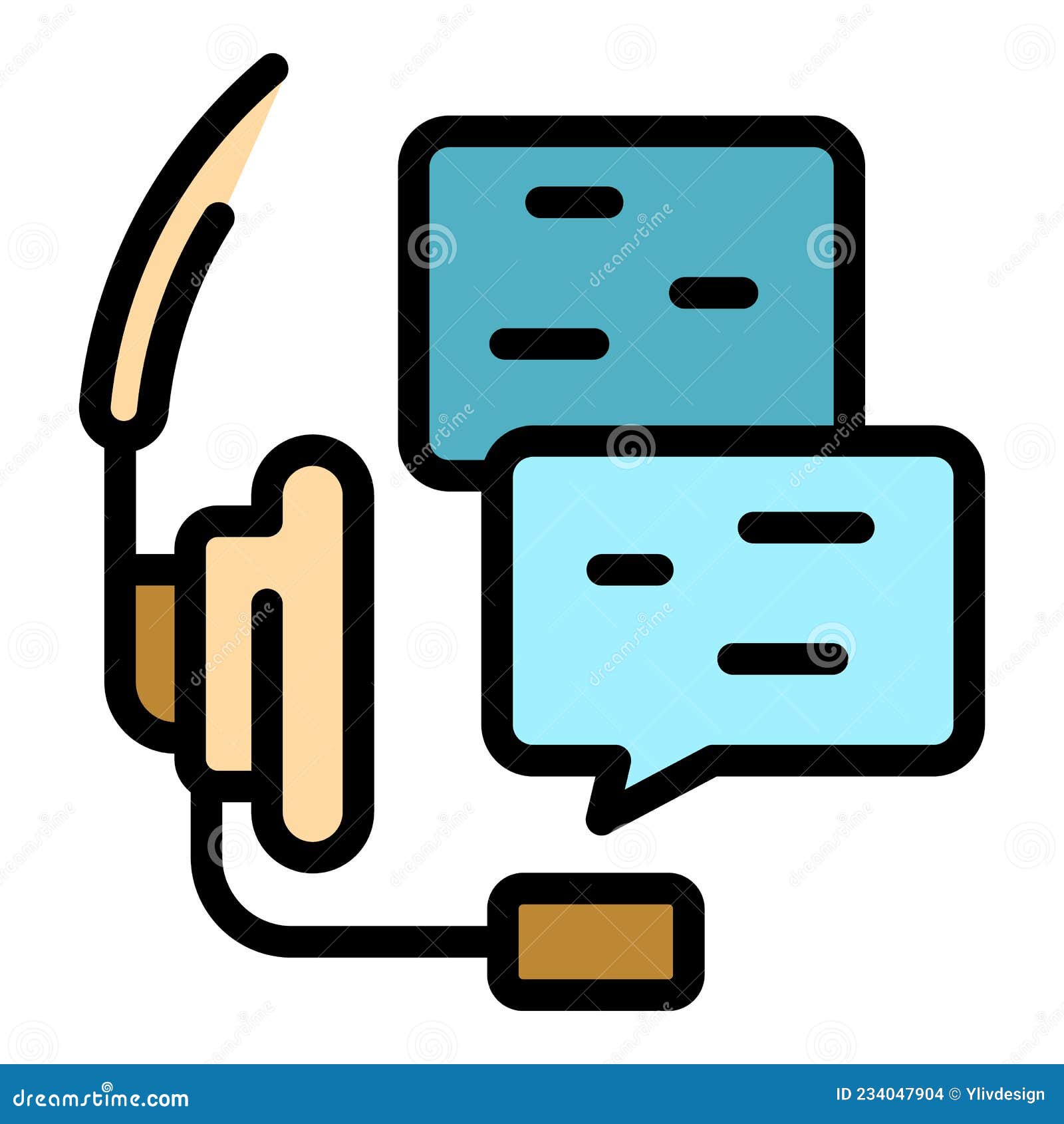 Headset Audio Call Icon Color Outline Vector Stock Vector ...