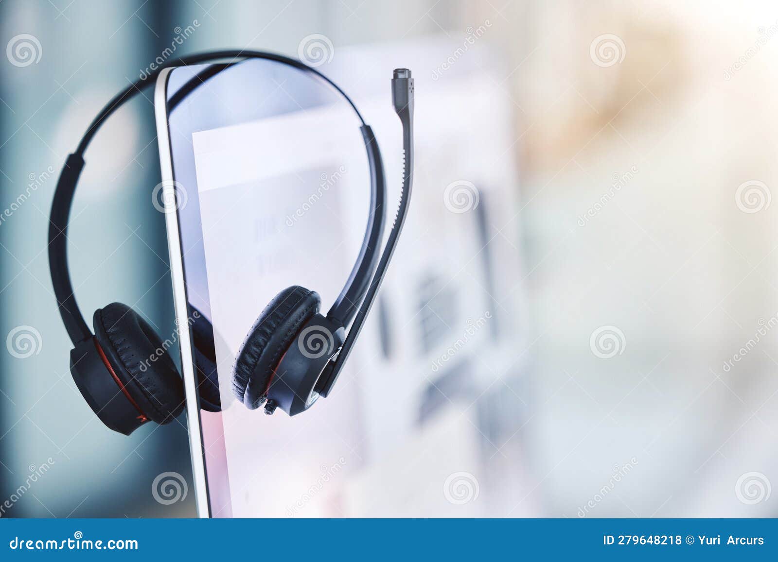 Headset, Call Center and Computer for Customer Service in an Empty ...