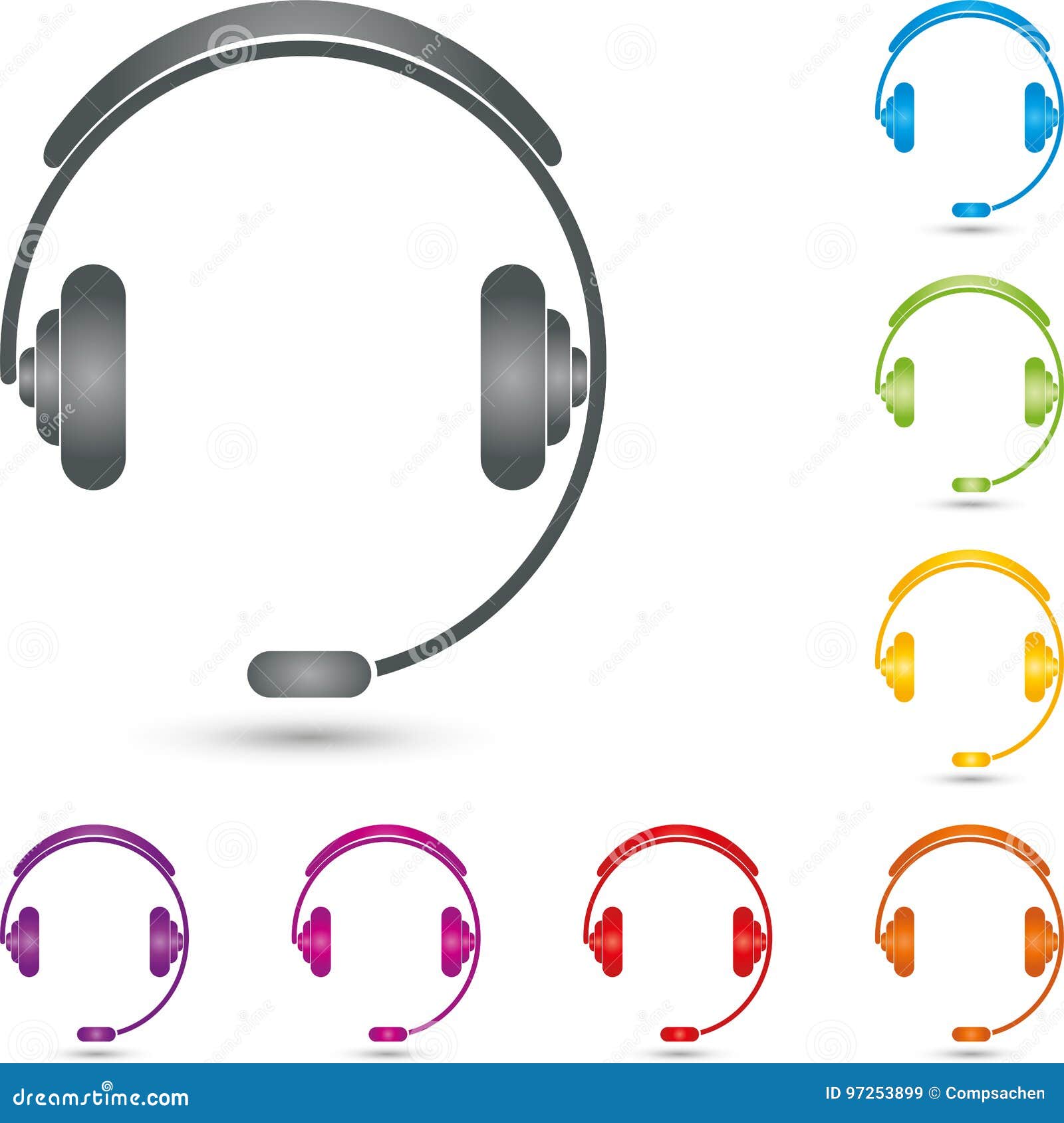 Headset in Color, Headset and Operator Logo Stock Vector - Illustration ...