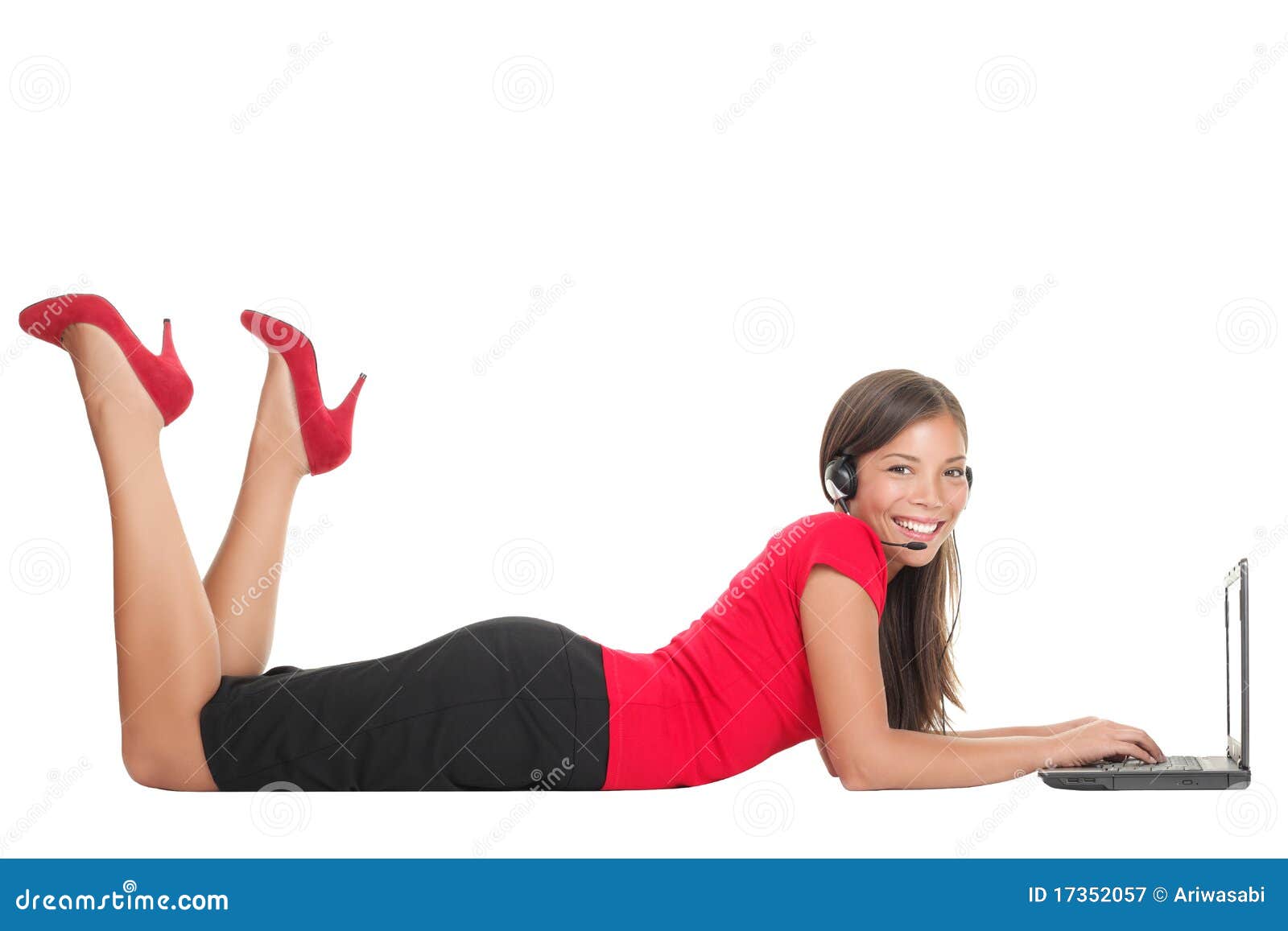 Headset computer woman stock image. Image of hotline - 17352057