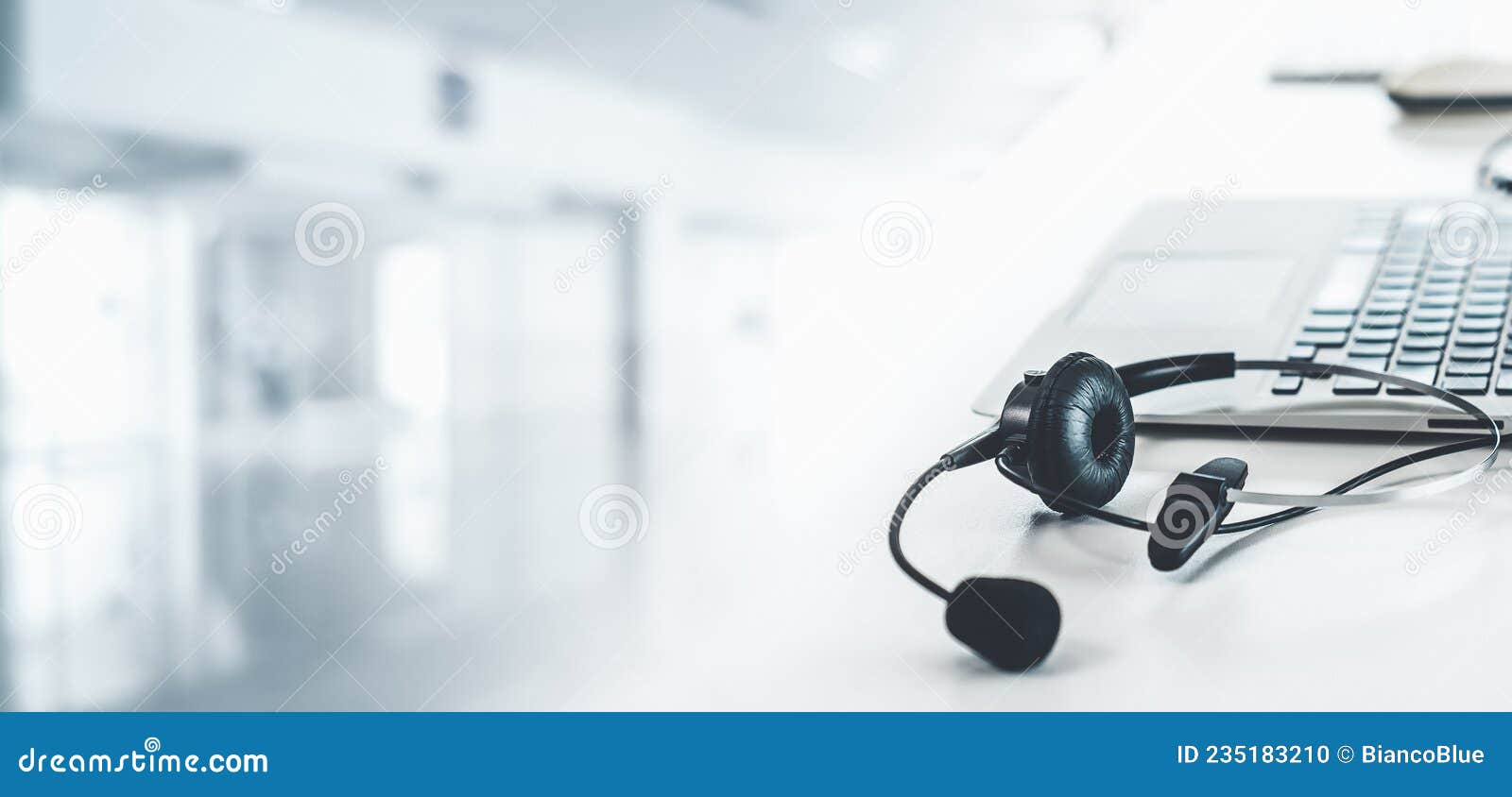 Headset and Customer Support Equipment at Call Center Ready for ...