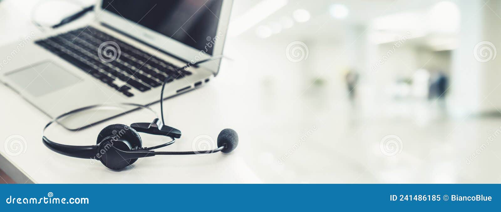 Headset and Customer Support Equipment at Call Center Ready for ...