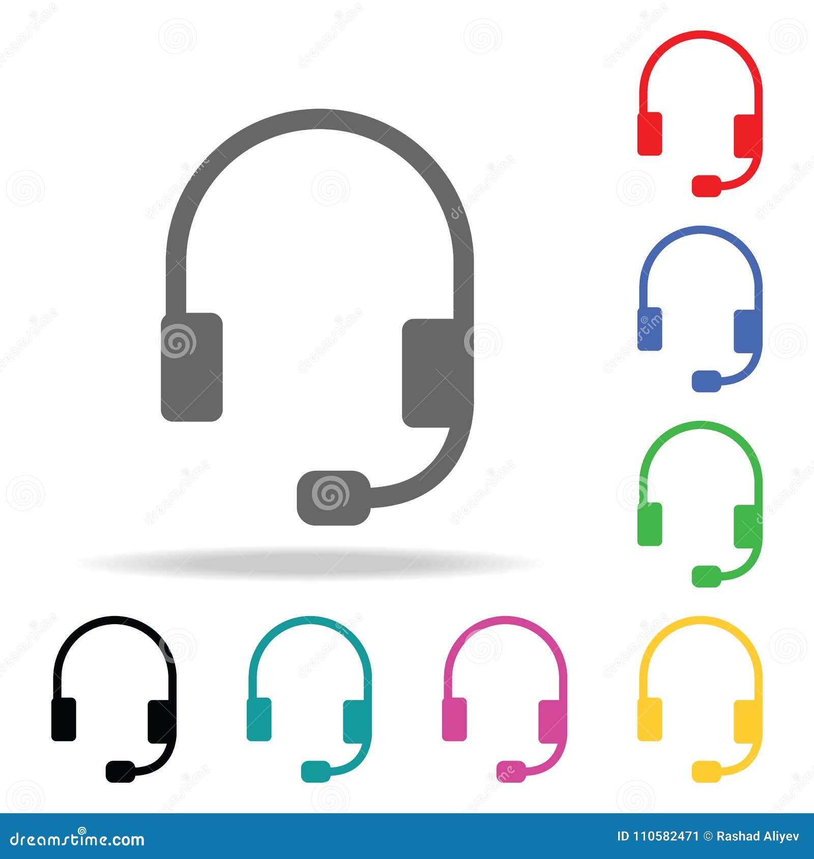 Headset. Headphones with Microphone Icon. Elements in Multi Colored ...