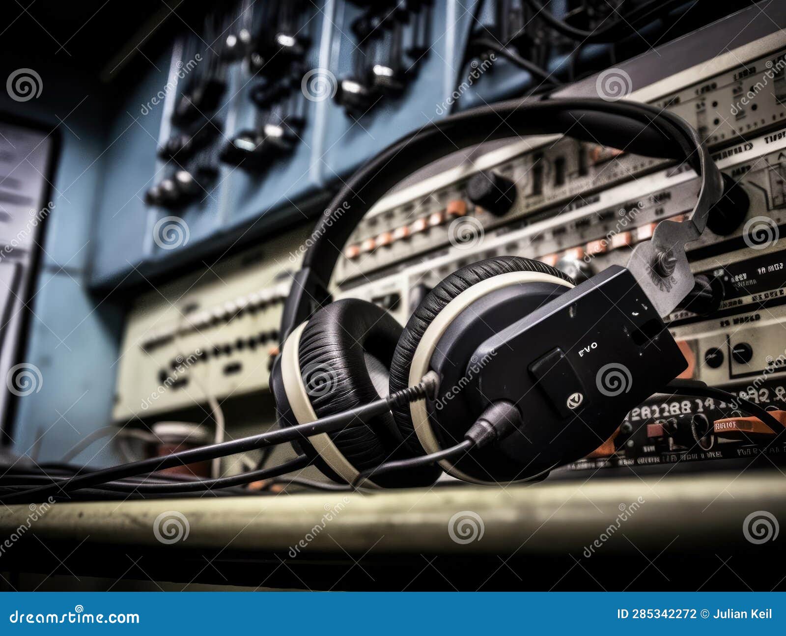 Headset Hung on Cubicle at Diagonal Angle Stock Illustration ...