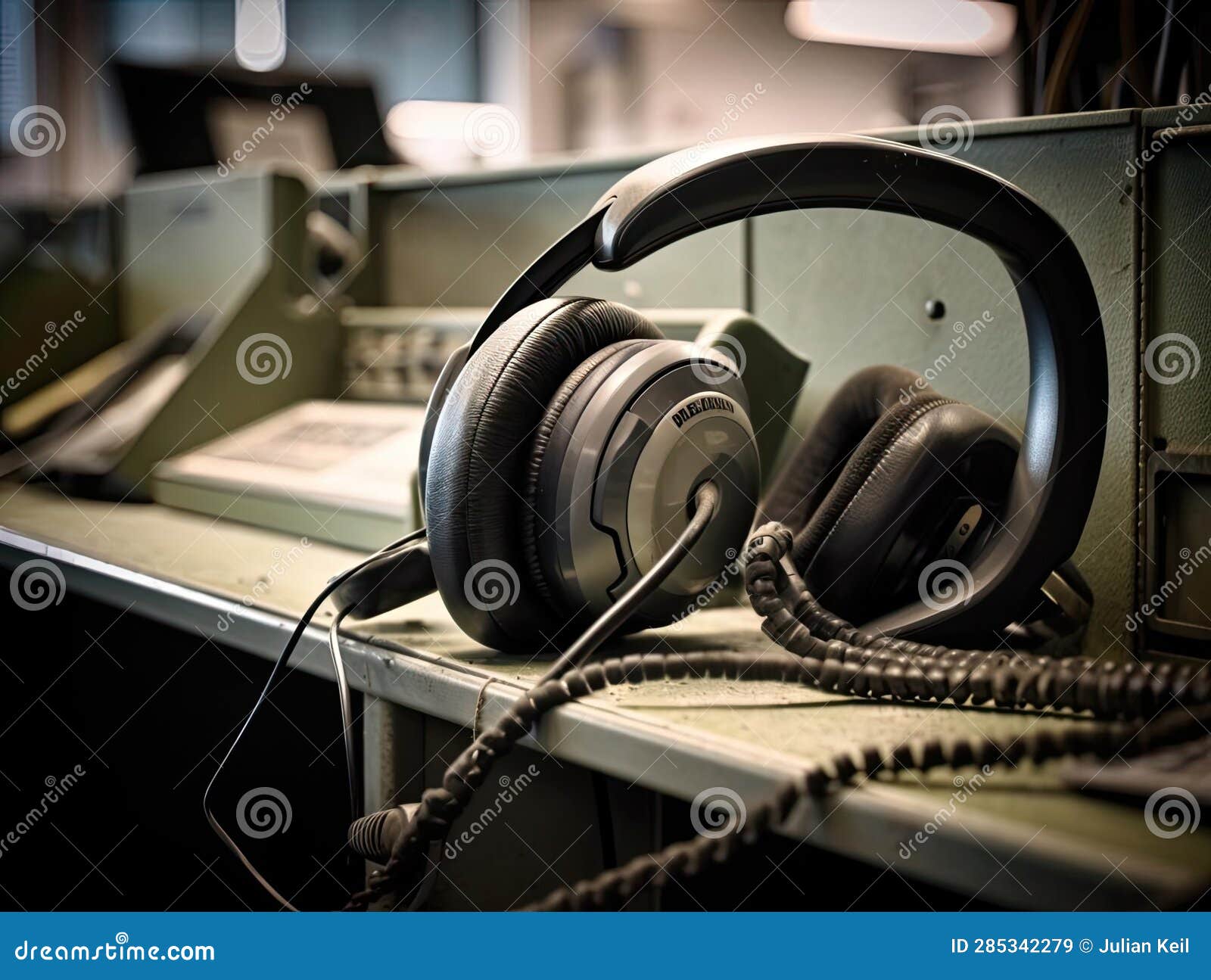Headset Hung on Cubicle at Diagonal Angle Stock Illustration ...