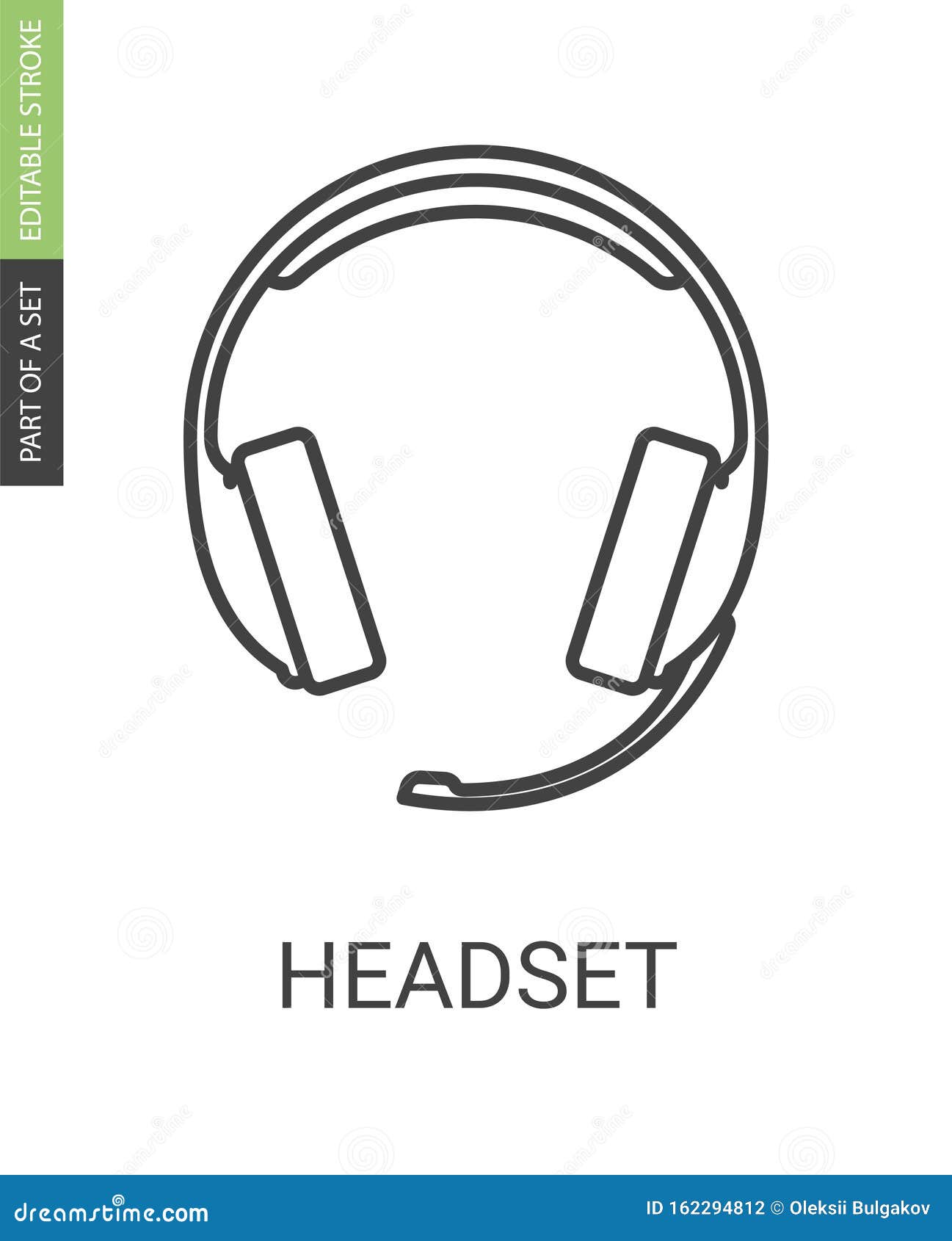 Headset Icon with Editable Stroke in Flat Linear Style. for Web Site ...