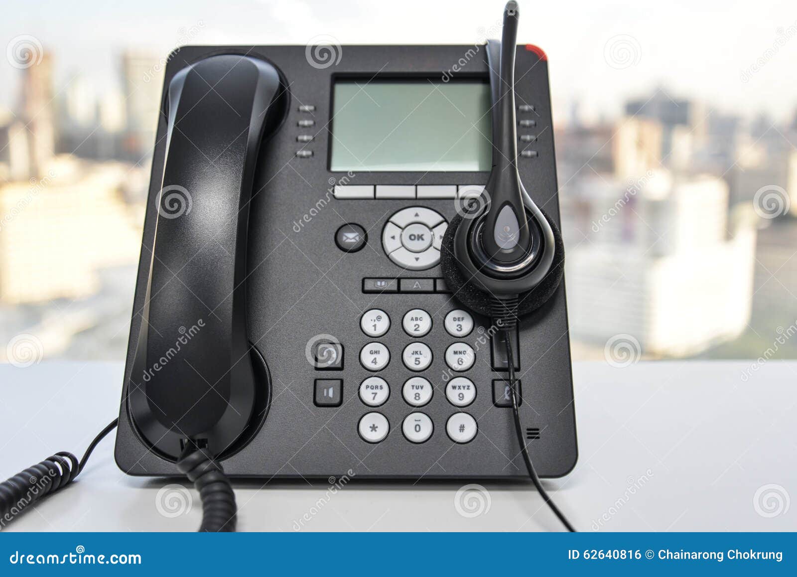 Headset and the IP Phone stock photo. Image of digital - 62640816