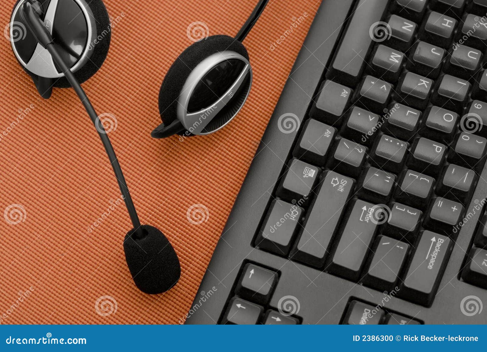 Headset and keyboard stock photo. Image of microphone - 2386300
