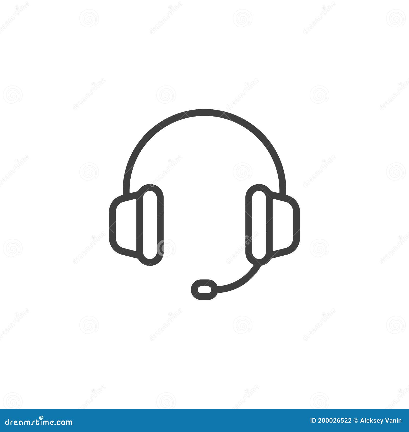 Headset line icon stock vector. Illustration of clipart - 200026522