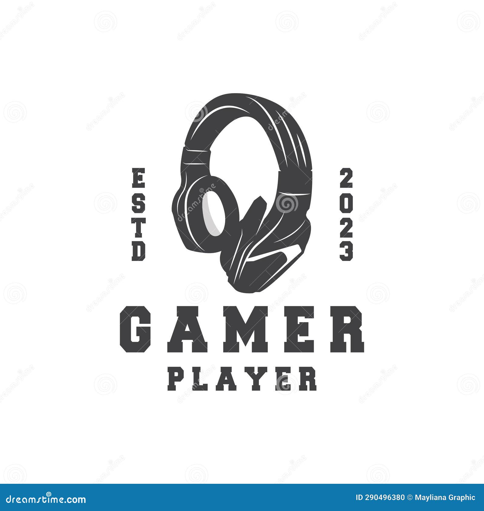 Headset Logo Design Simple Headset Gamer Illustration Template Stock ...