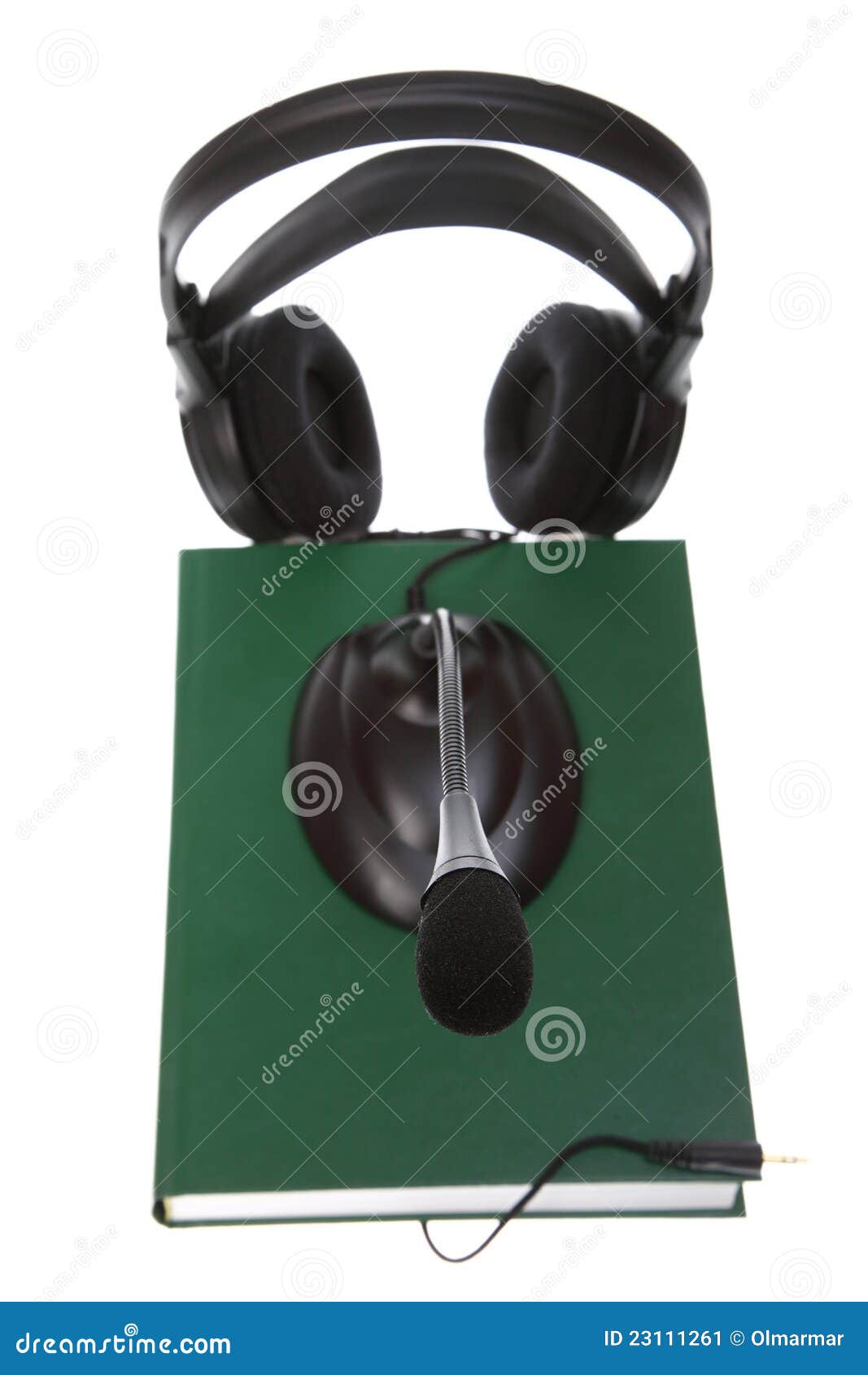 Headset with a Microphone, Hardcover Book Isolated Stock Image - Image ...