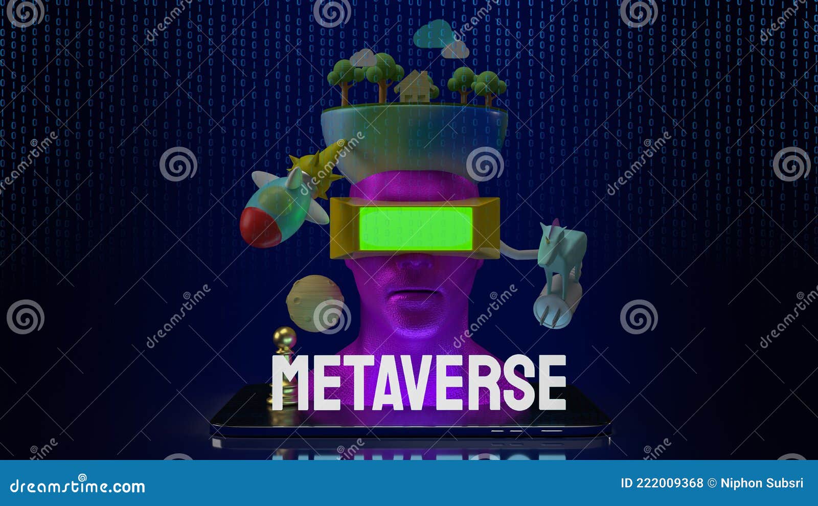 Headset on Tablet for Metaverse or Technology Concept 3d Rendering ...