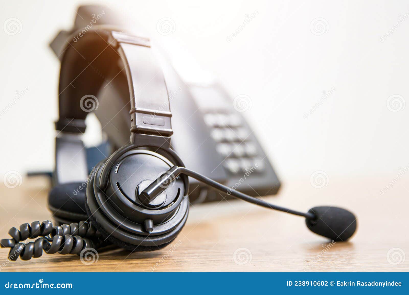 Headset and Telephone for Communication Helpdesk it Support Stock Photo ...
