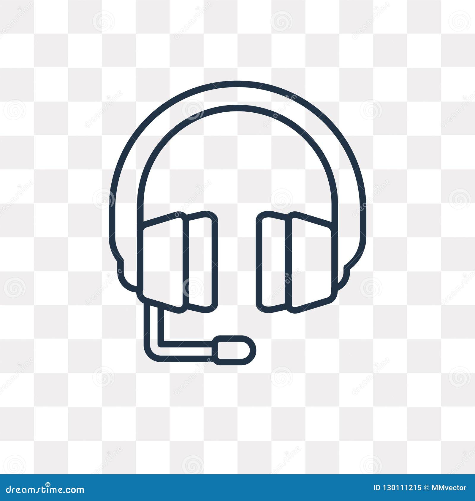 Headset Vector Icon Isolated on Transparent Background, Linear H Stock ...