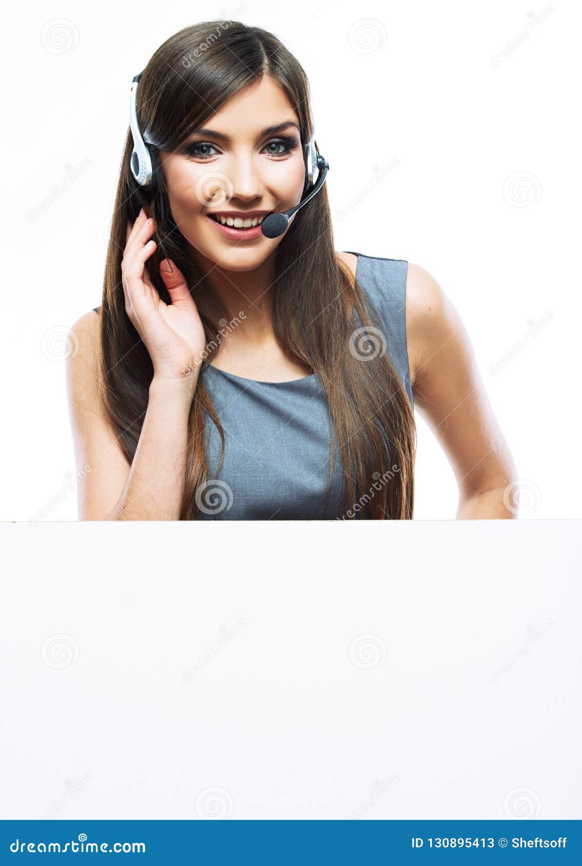 Headset Woman Customer Service Worker Stock Image - Image of operator ...