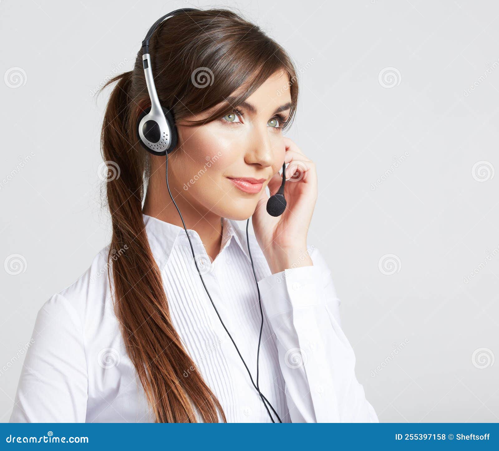 Headset Woman Customer Service Worker Stock Photo - Image of consultant ...