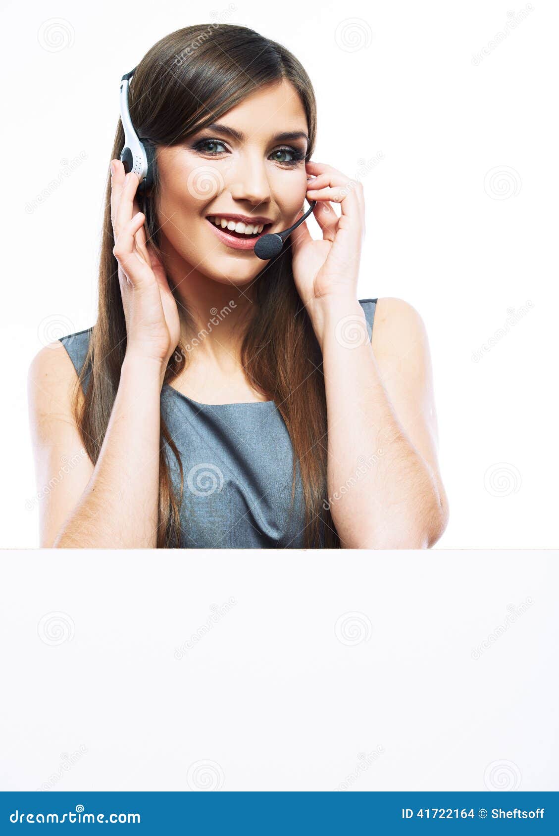 Headset Woman Customer Service Worker Stock Photo - Image of office ...