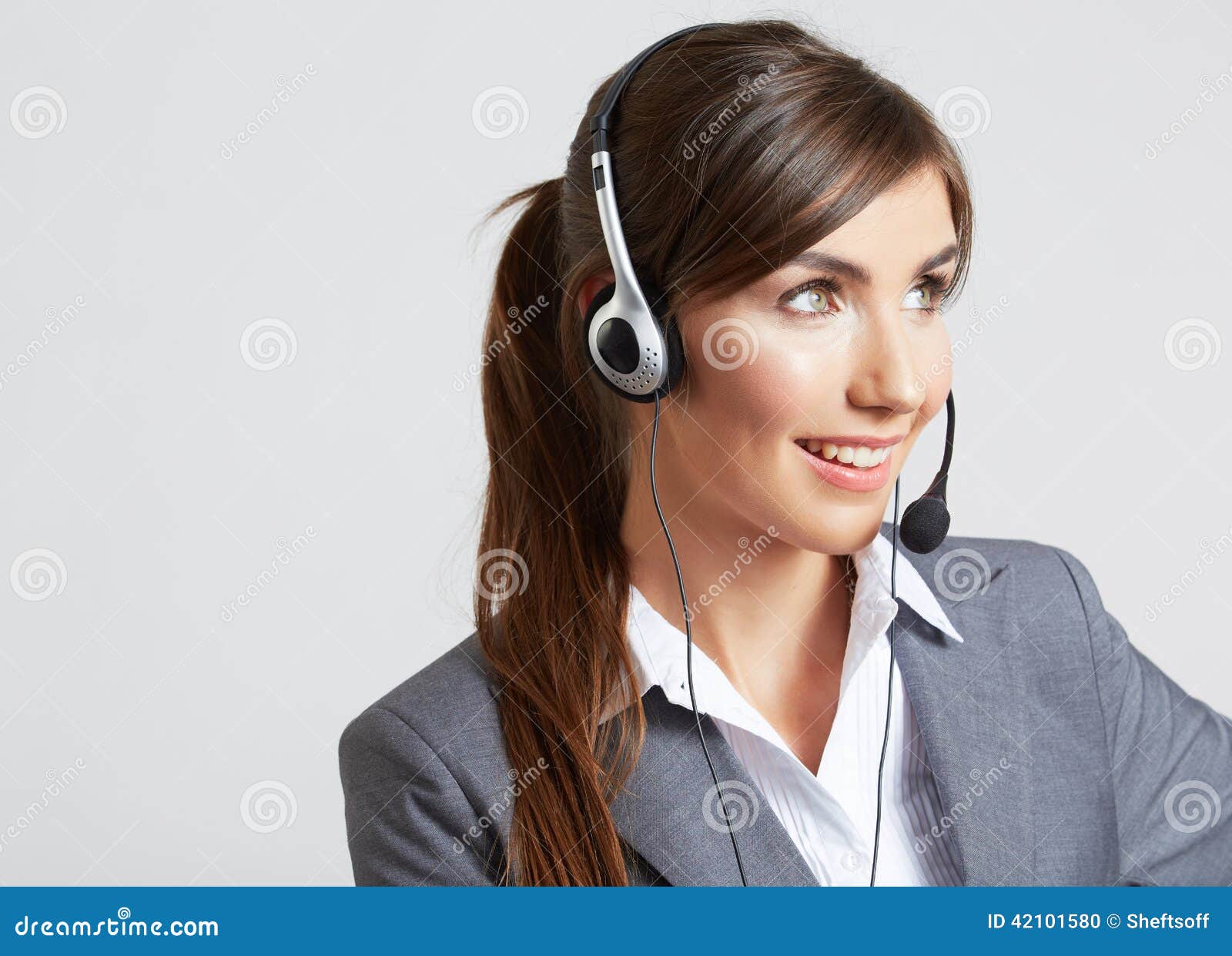 Headset Woman Customer Service Worker Stock Photo - Image of office ...