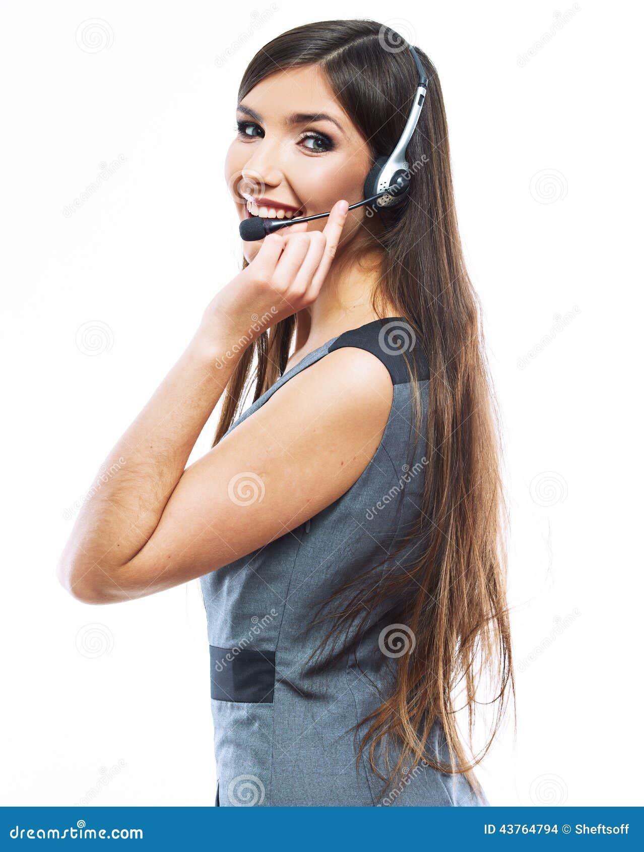 Headset Woman Customer Service Worker Stock Photo - Image of employee ...
