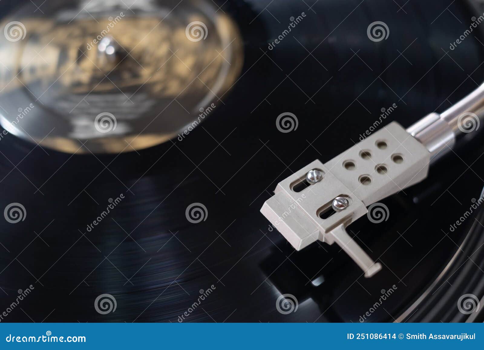 The Headshell and Stylus of Classic Vintage Vinyl Record Player Playing ...