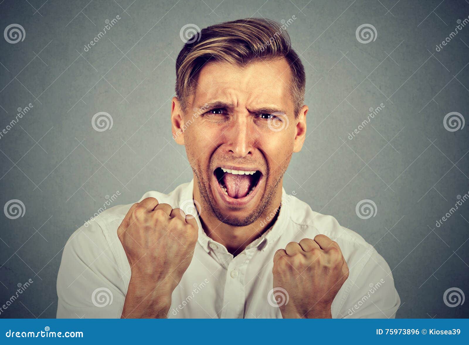 Headshot Angry Young Man Screaming Stock Photo - Image of isolated ...