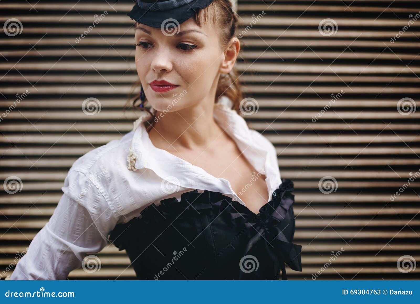 Headshot of Creative Vintage Woman Stock Image - Image of model ...