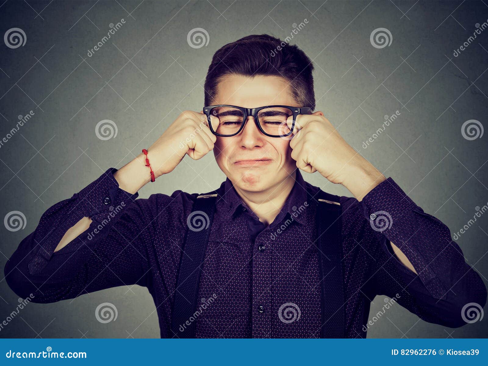 Headshot Crying Man in Glasses Stock Photo - Image of despair, sadness ...