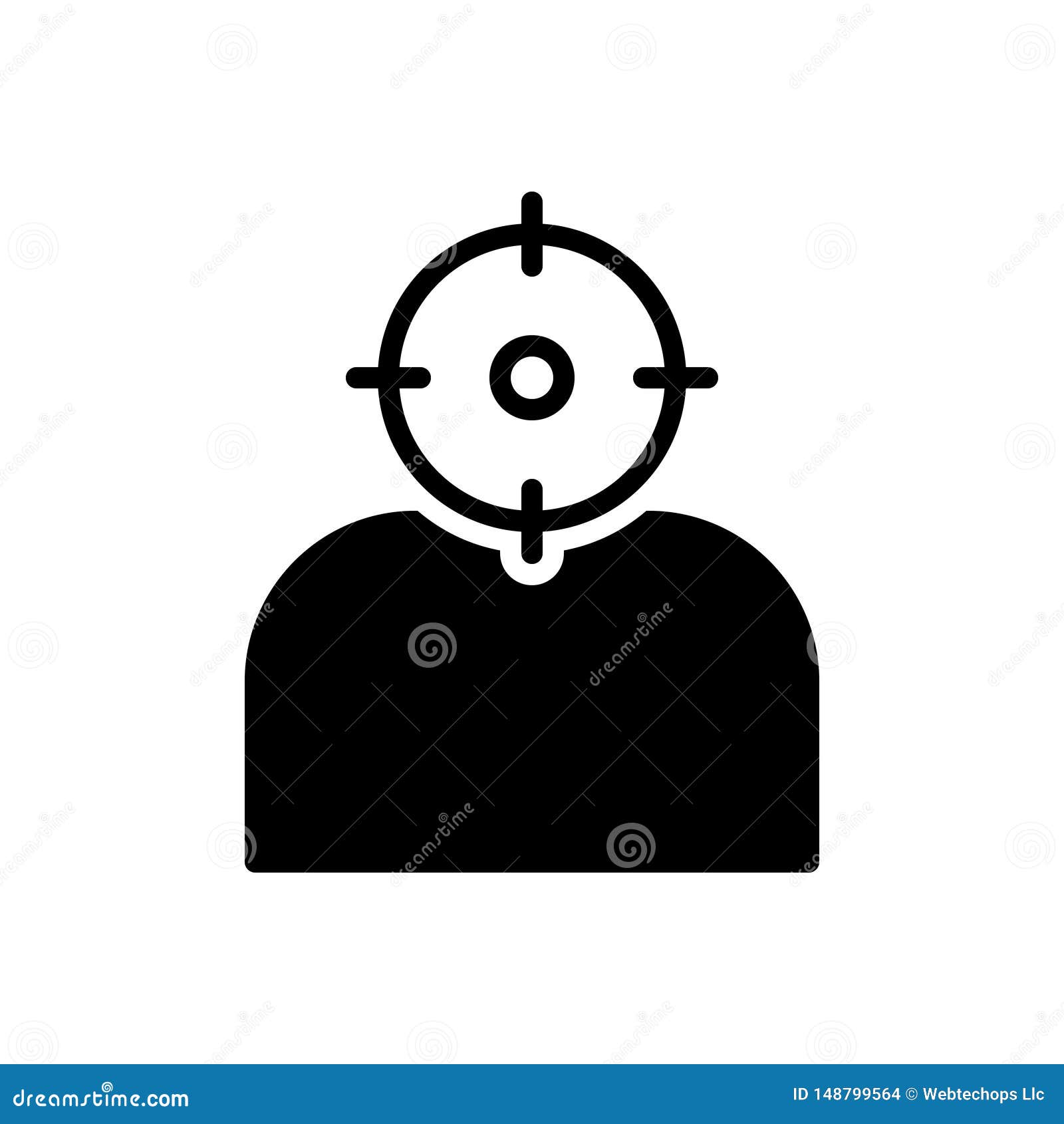 Black Solid Icon for Headshot, People and Target Stock Vector ...