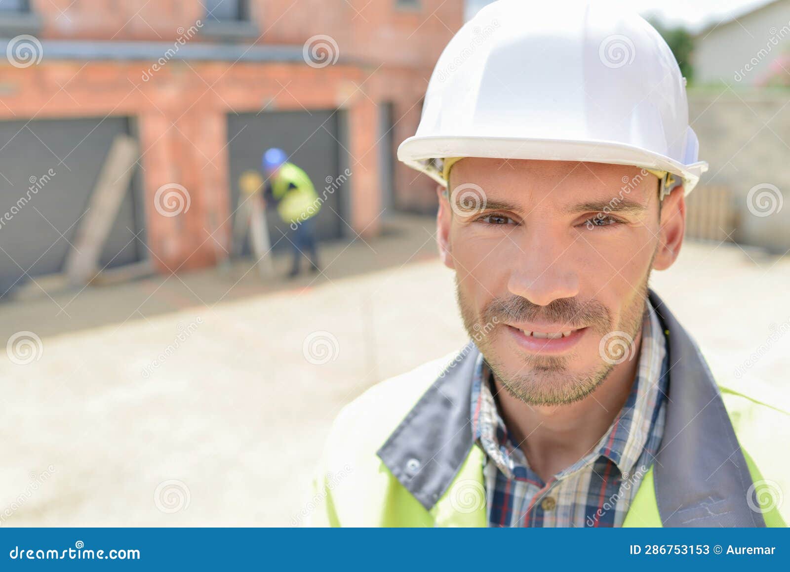 Headshot Male Construction Worker on Outdoor Site Stock Image - Image ...
