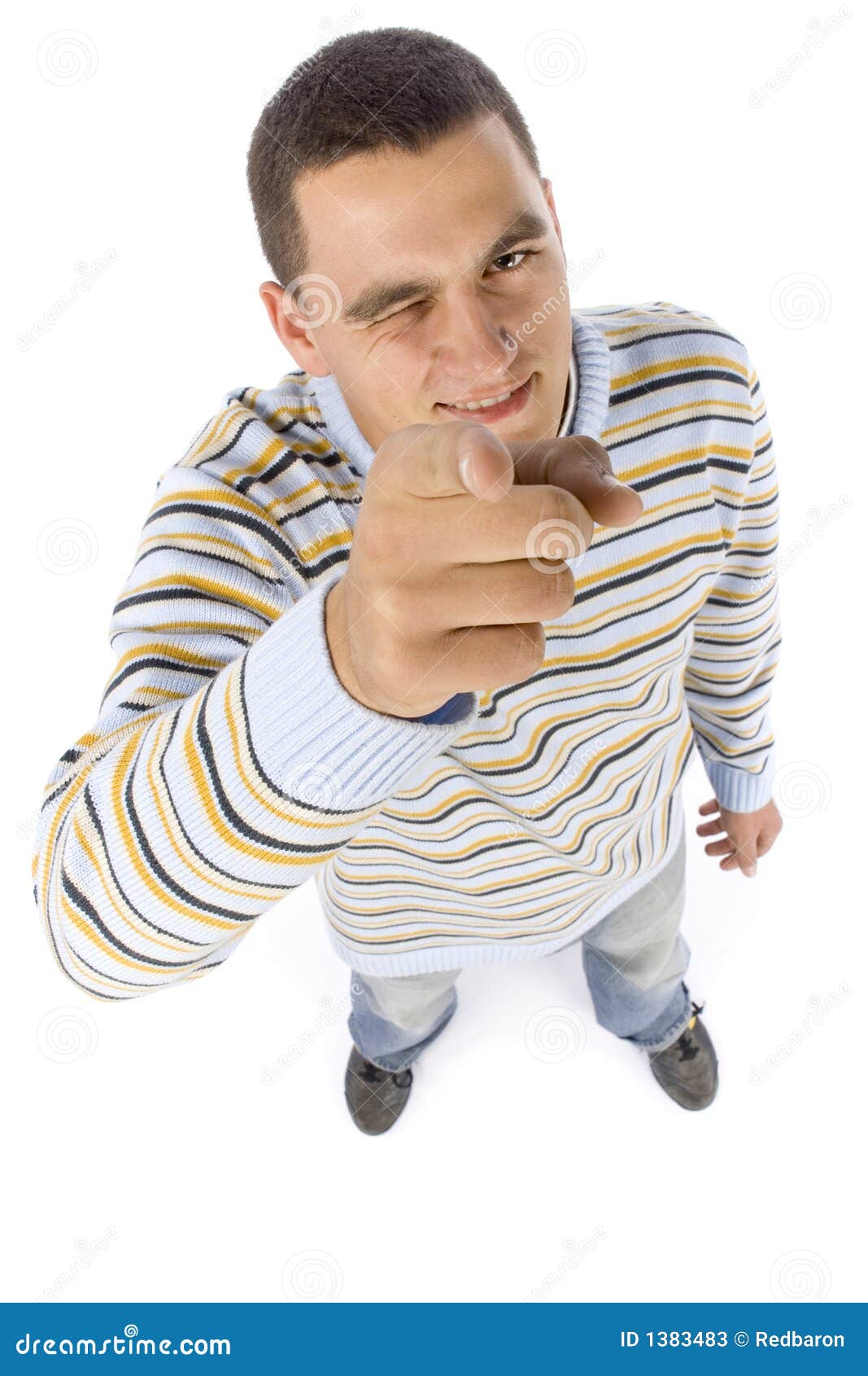 Headshot of Man Pointing by Finger Stock Image - Image of standing ...
