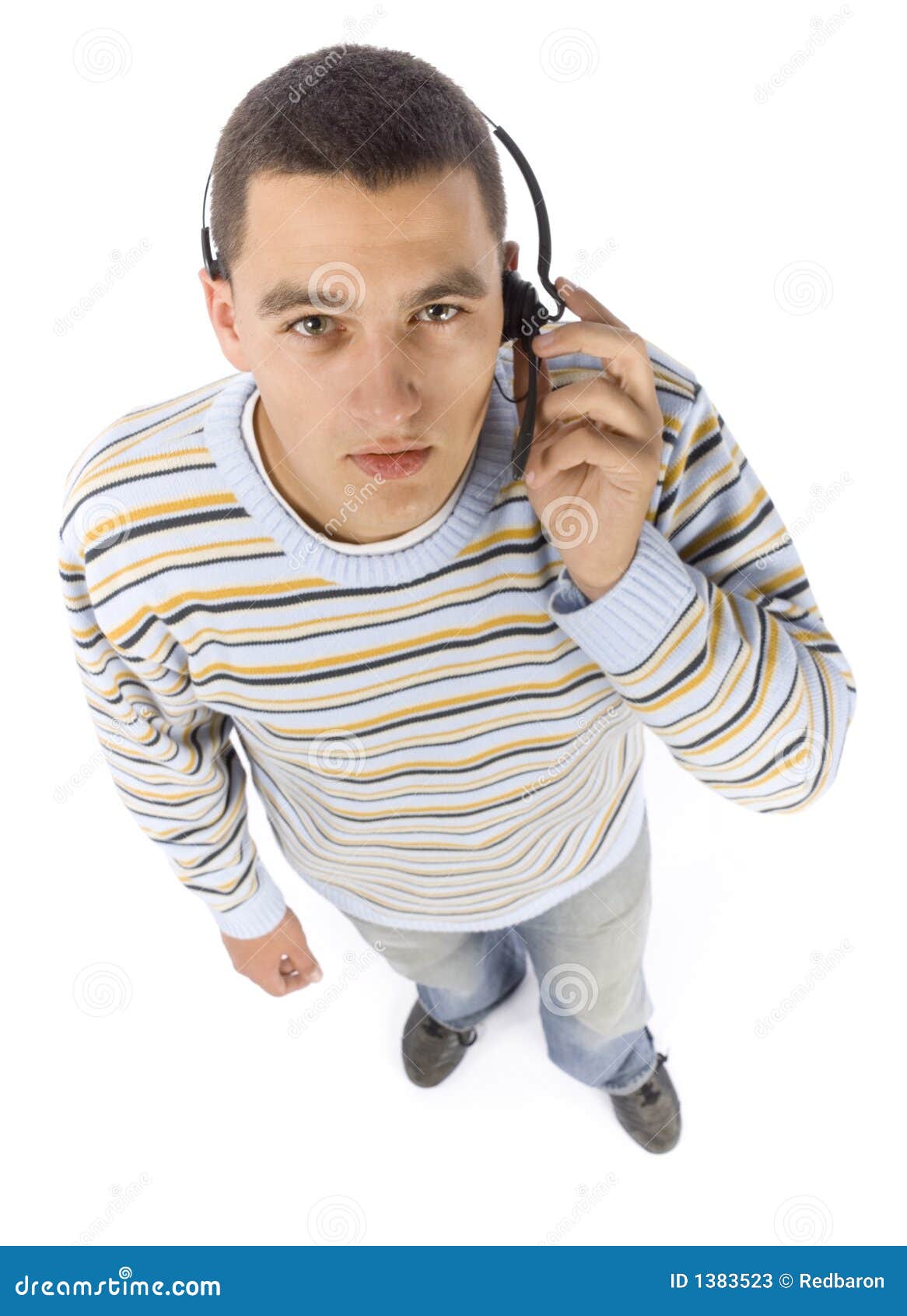 Headshot of Man with Telephone S Headset Stock Image - Image of adult ...