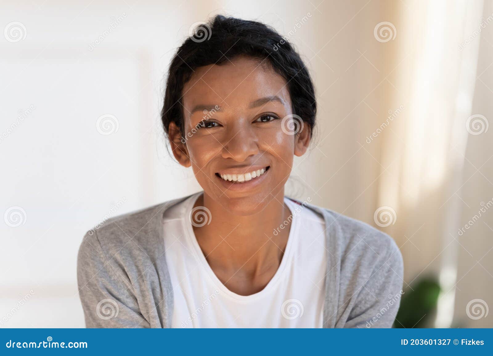 Headshot Portrait Of Happy African American Woman Stock Image Image
