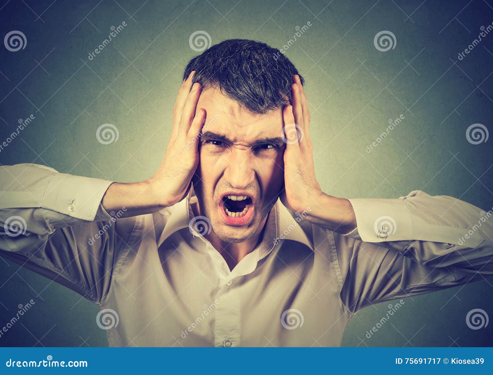 Headshot of a Screaming Stressed Man Stock Image - Image of head, face ...