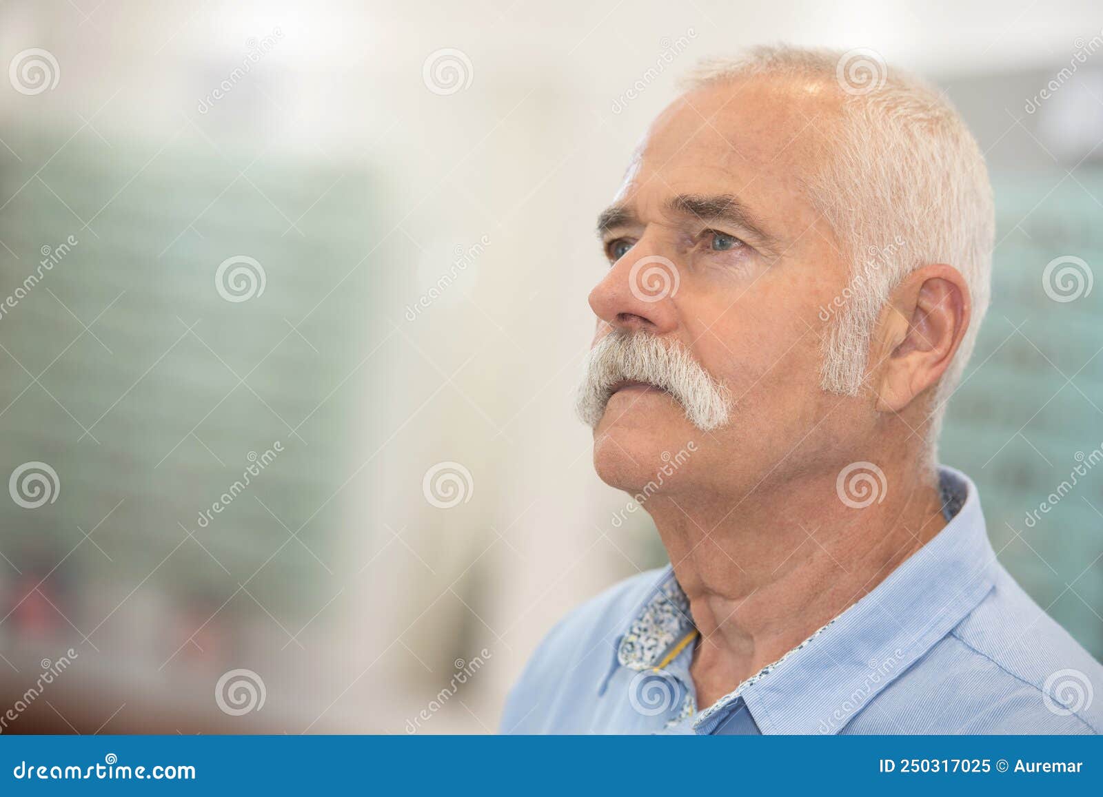 Headshot Senior Man Looking into Distance Stock Image - Image of person ...