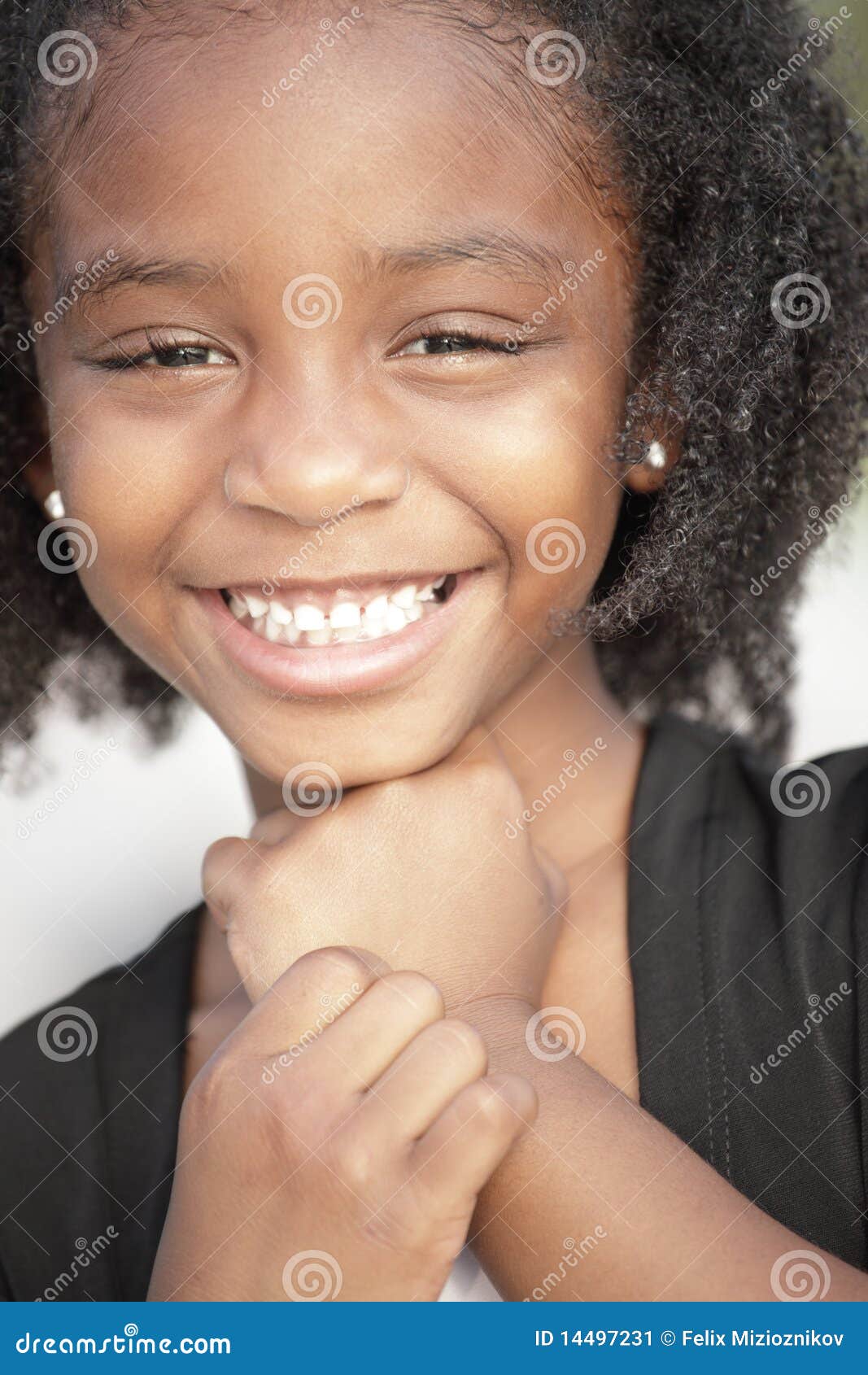 Headshot of a Smiling Child Stock Image - Image of closeup, black: 14497231