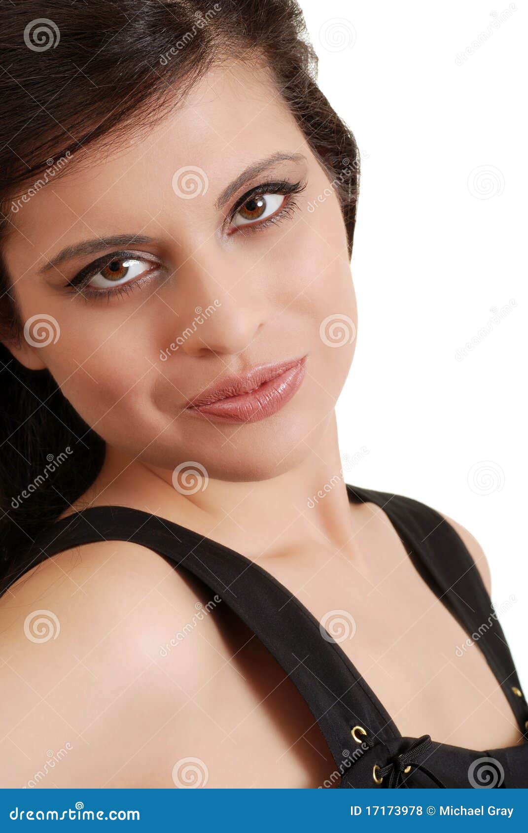 Headshot Smiling Hispanic Woman Stock Photo - Image of attractive ...