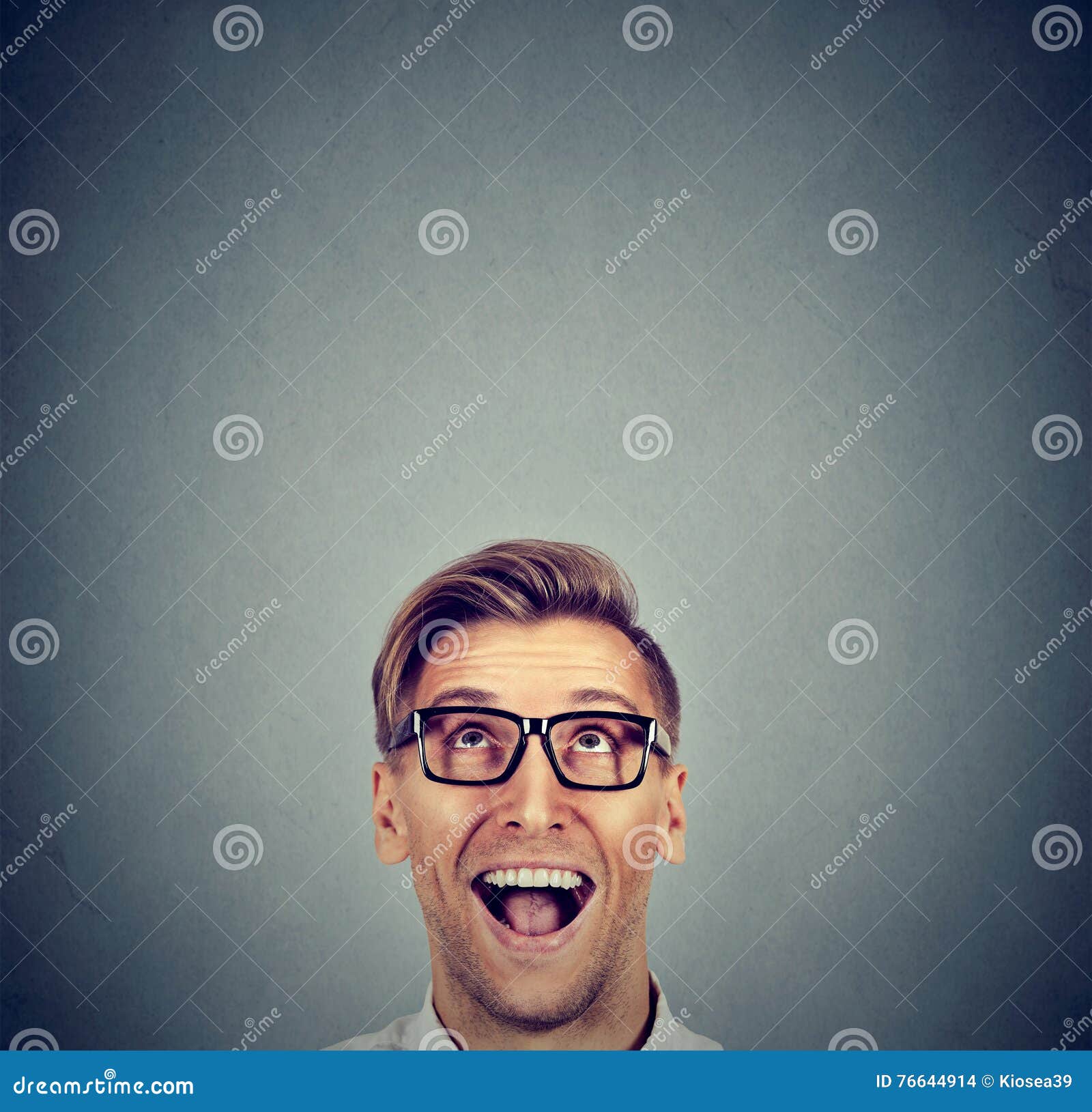 Headshot Surprised Curious Guy, Funny Man, Looking Through Binoculars ...