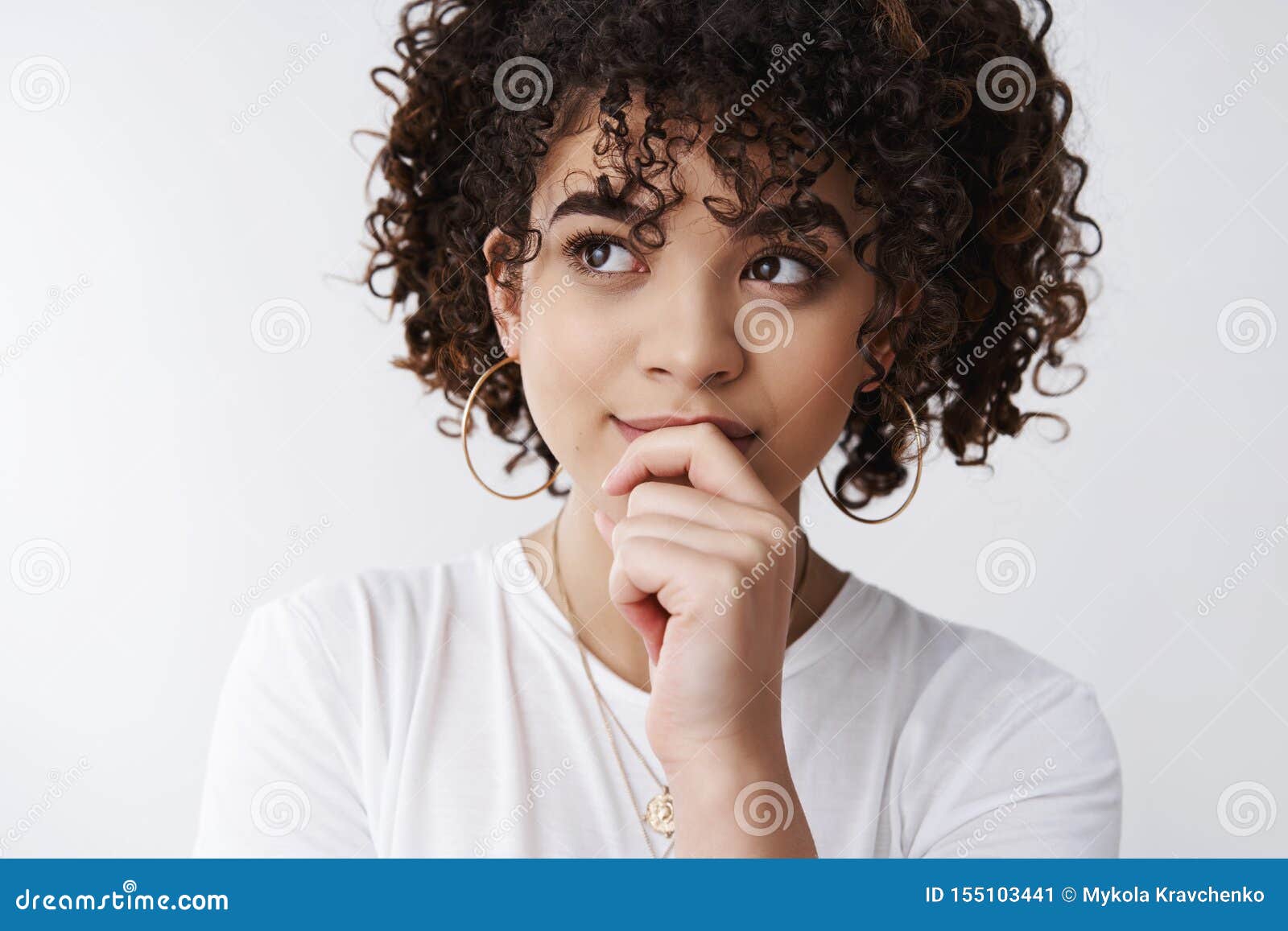 Headshot Thoughtful Creative Smart Attractive Curly-haired Woman ... Headshot Thoughtful Creative Smart Attractive Curly-haired Woman ...