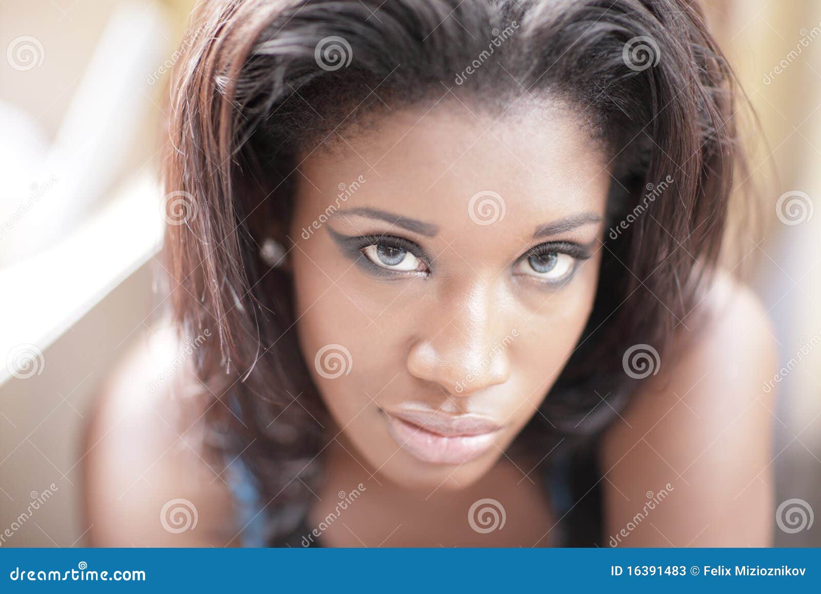 Headshot of a Young Black Woman Stock Image - Image of beautiful, blur ...