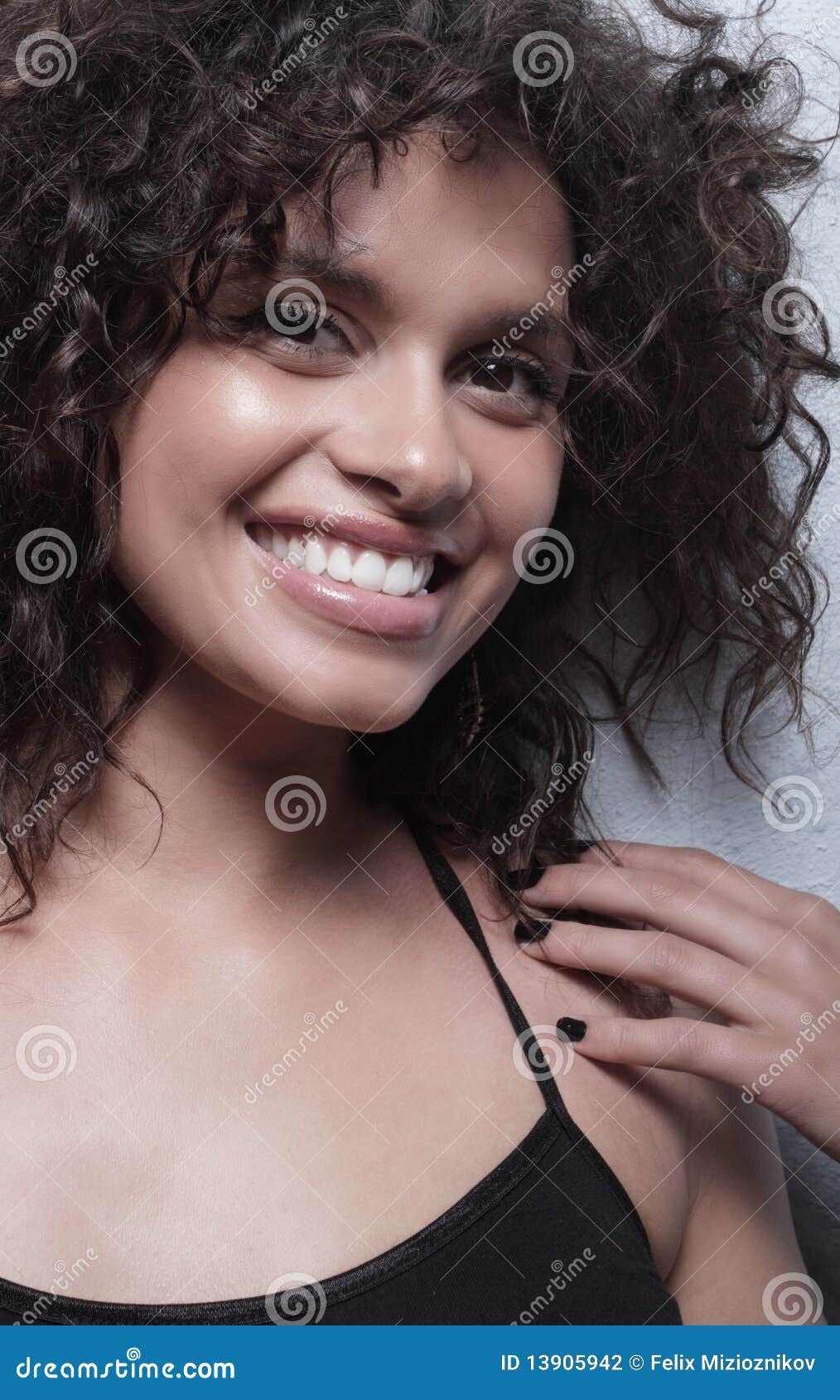 Headshot of a Young Woman Smiling Stock Photo - Image of cute, curly ...