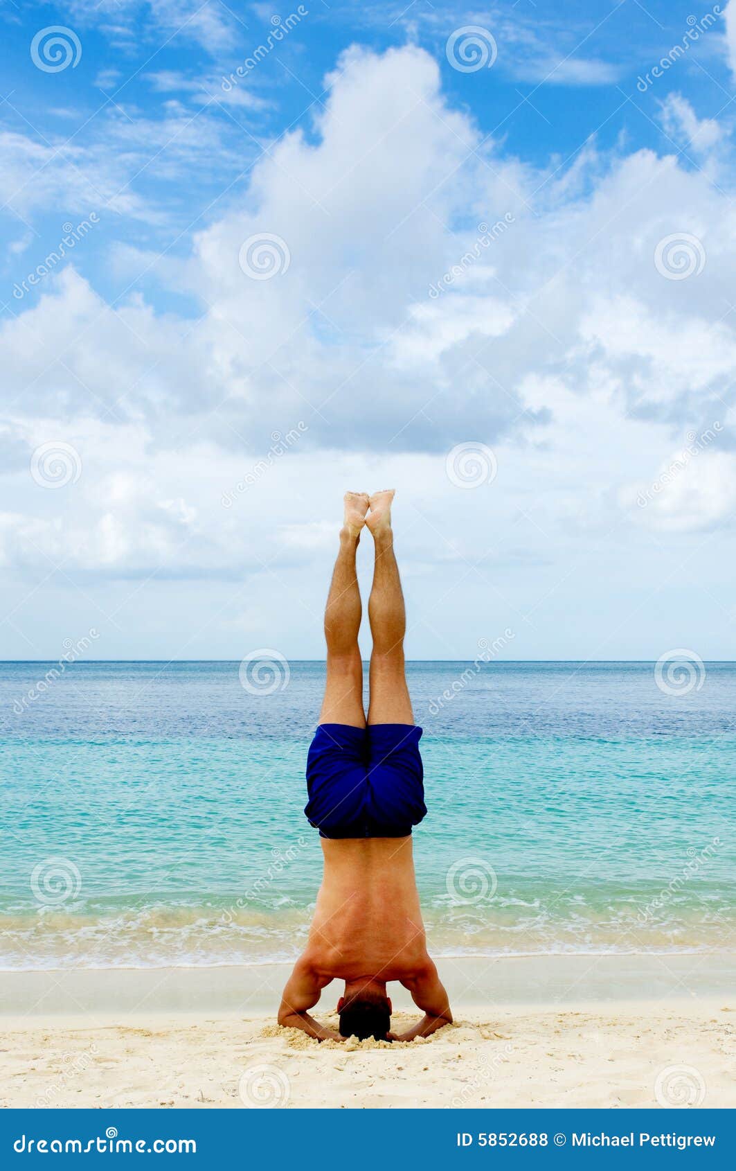 Headstand by the beach stock photo. Image of point, turquoise - 5852688